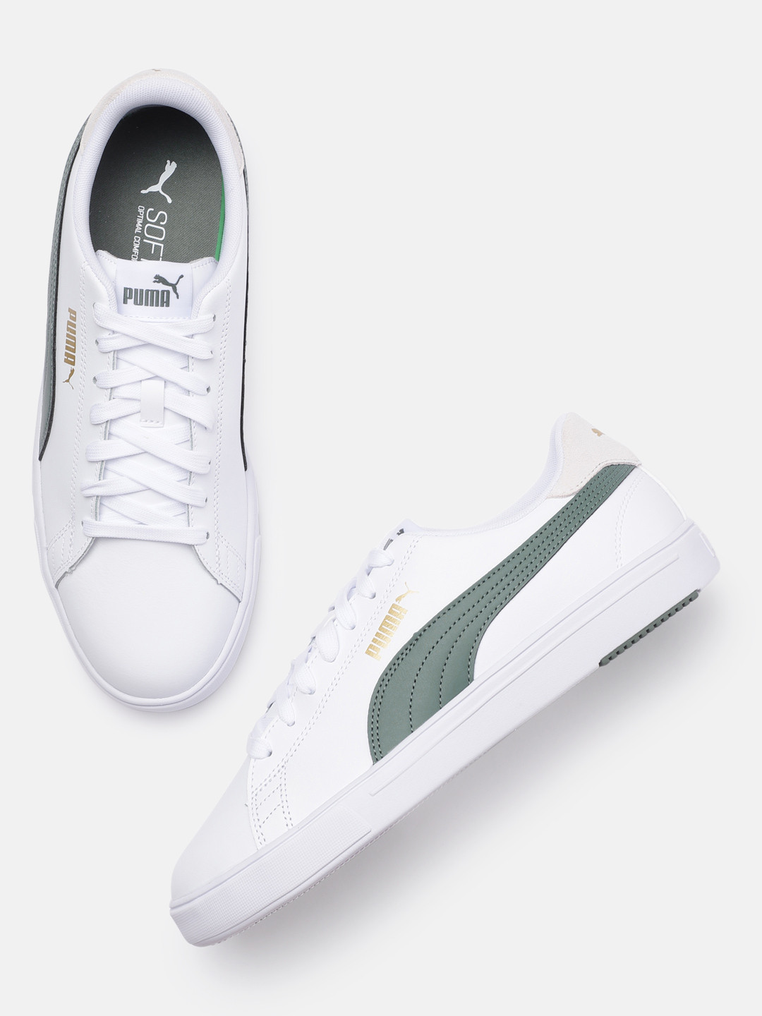 Buy Puma Unisex White Colourblocked Serve Pro Lite Trainers - Casual ...