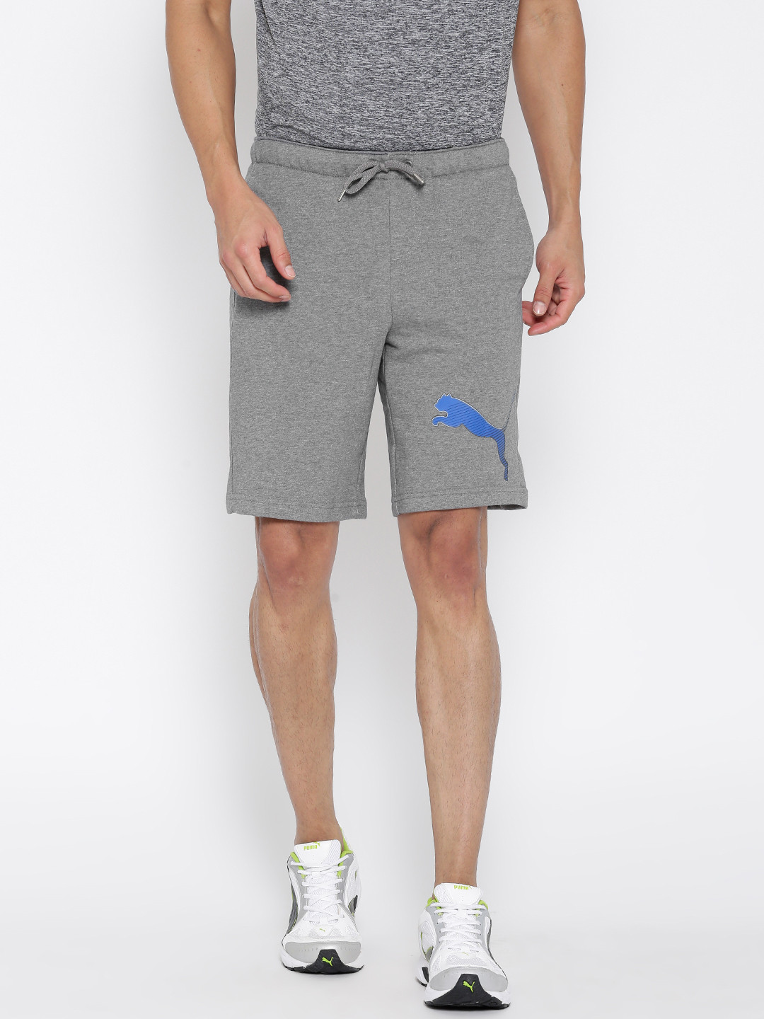 Buy Puma Men Grey Melange Solid Regular Fit Hero DryCELL Sports Shorts ...