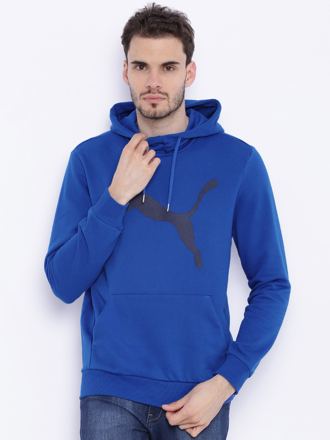 Buy Puma Blue ESS Big Cat Printed Hooded FL Sweatshirt - Sweatshirts ...