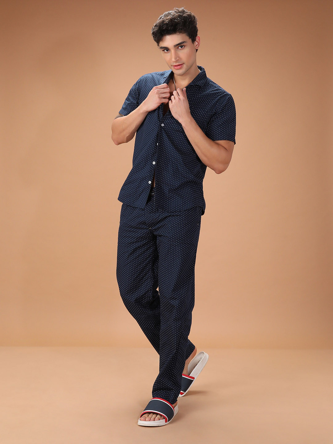 Buy The Indian Garage Co Men Navy Blue Printed Night Suit - Night Suits ...