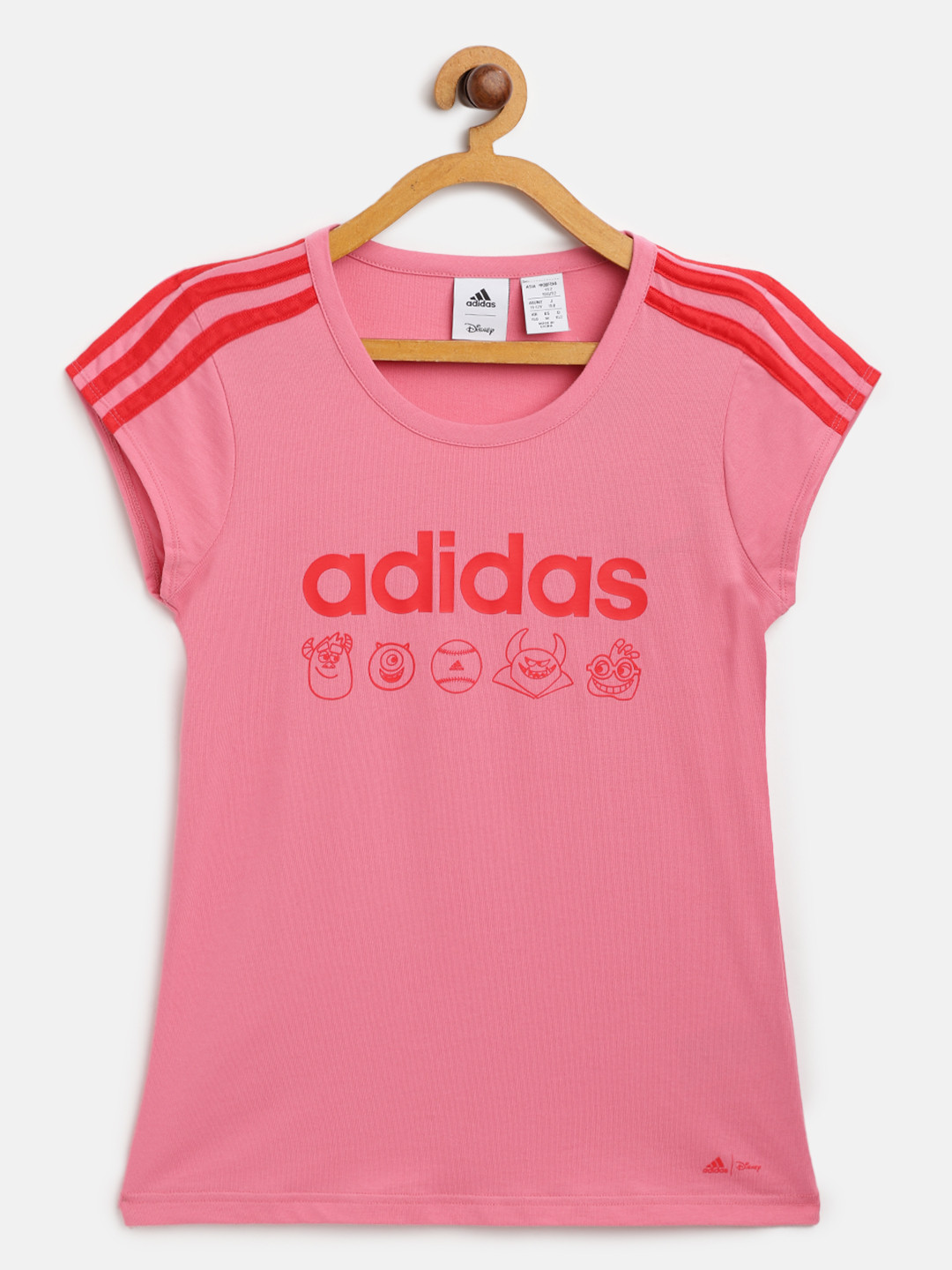 Buy ADIDAS Girls Pink Brand Logo & Pixar Monster Inc. Print Cotton T ...