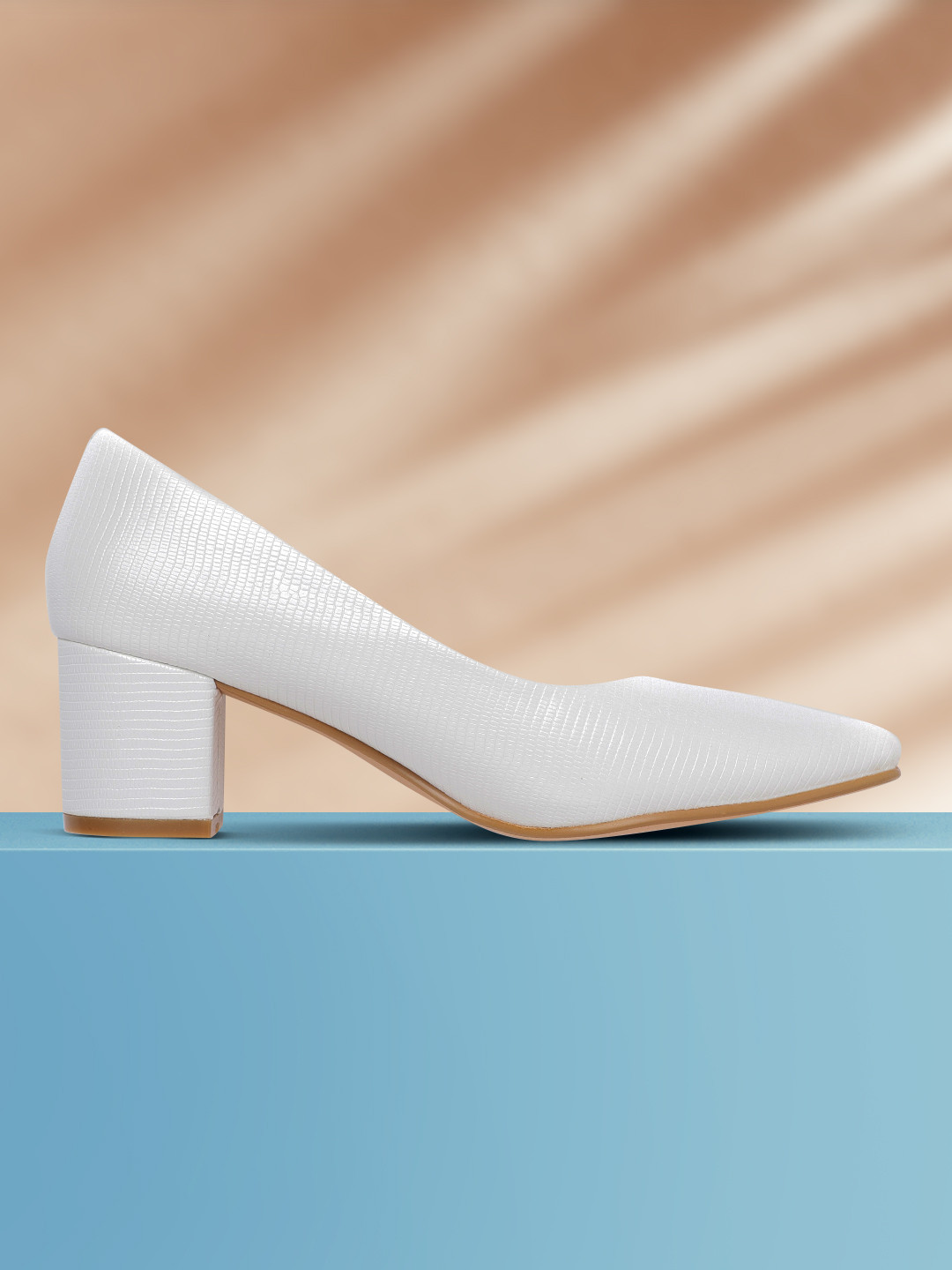 Buy Allen Solly Women White Croc Textured Pumps - Heels for Women ...