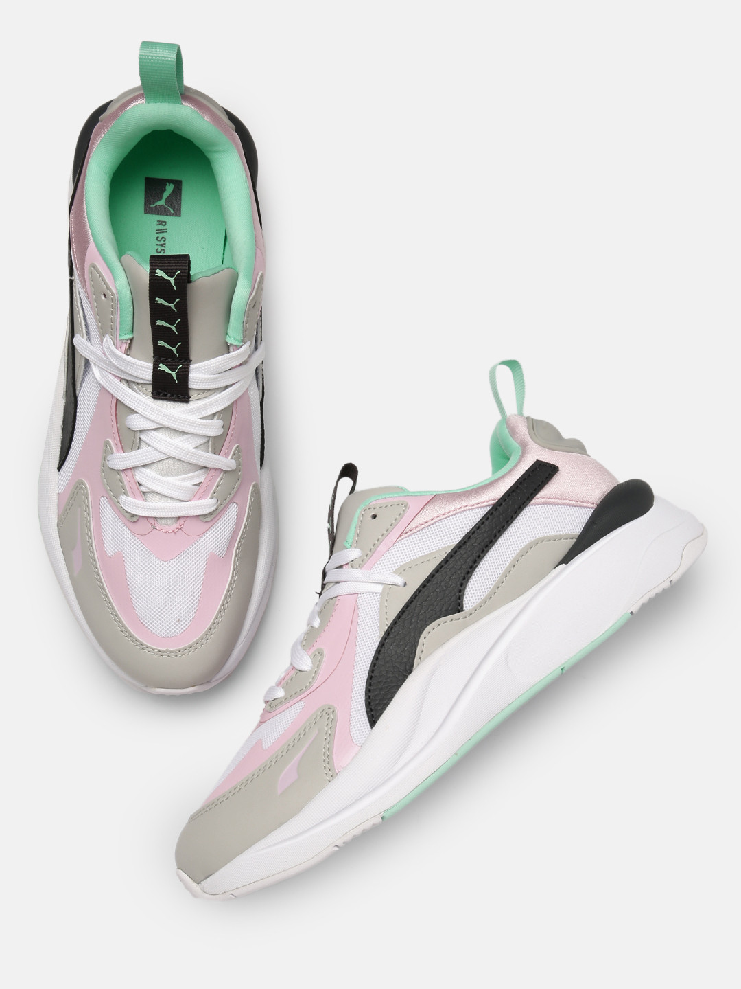 Buy Puma Women Beige & Pink RS Curve Core Colourblocked Trainers ...