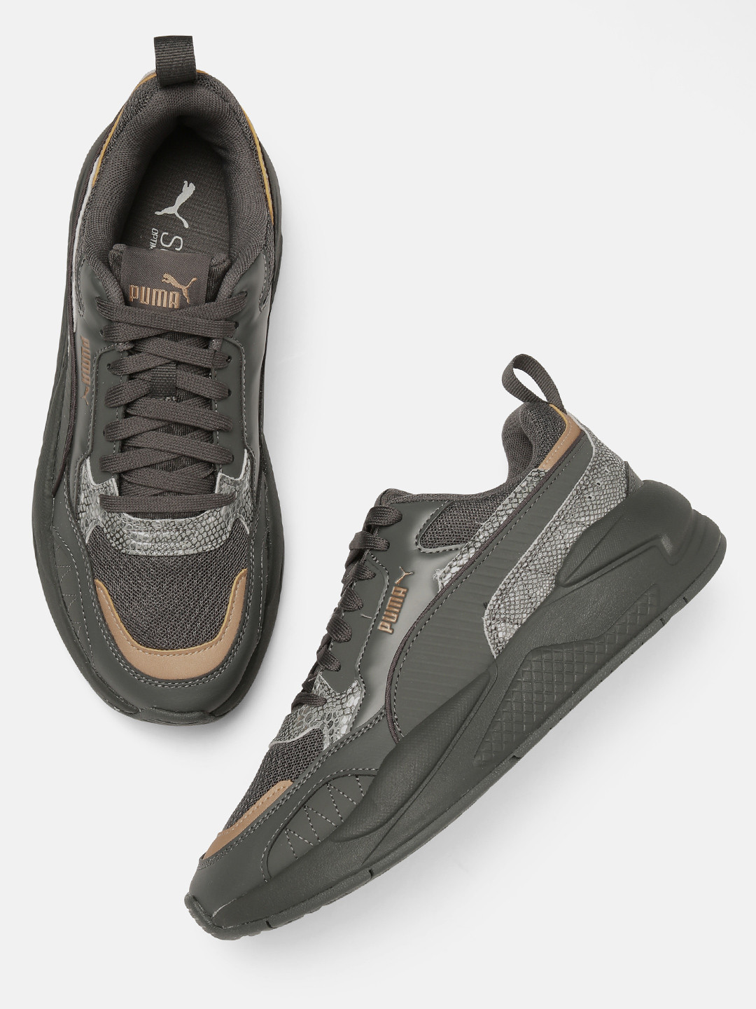 Buy Puma Women Charcoal Grey X Ray Square Snake Premium Sneakers ...