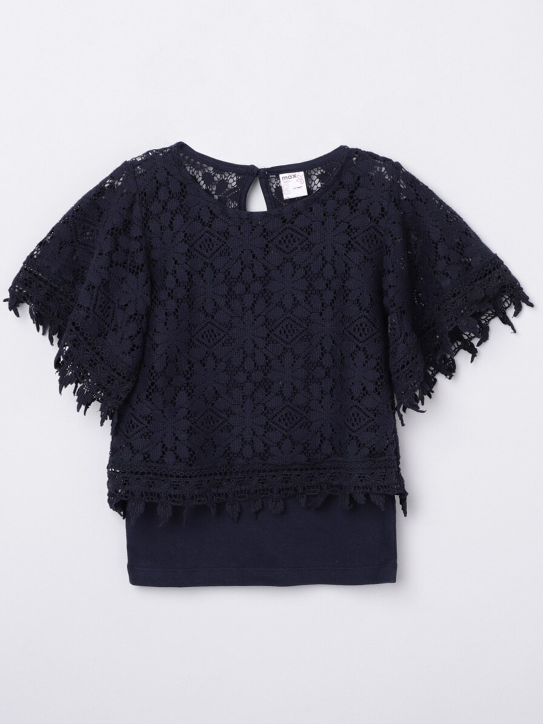 Buy Max Girls Blue Pure Cotton Self Designed Regular Top - Tops for ...