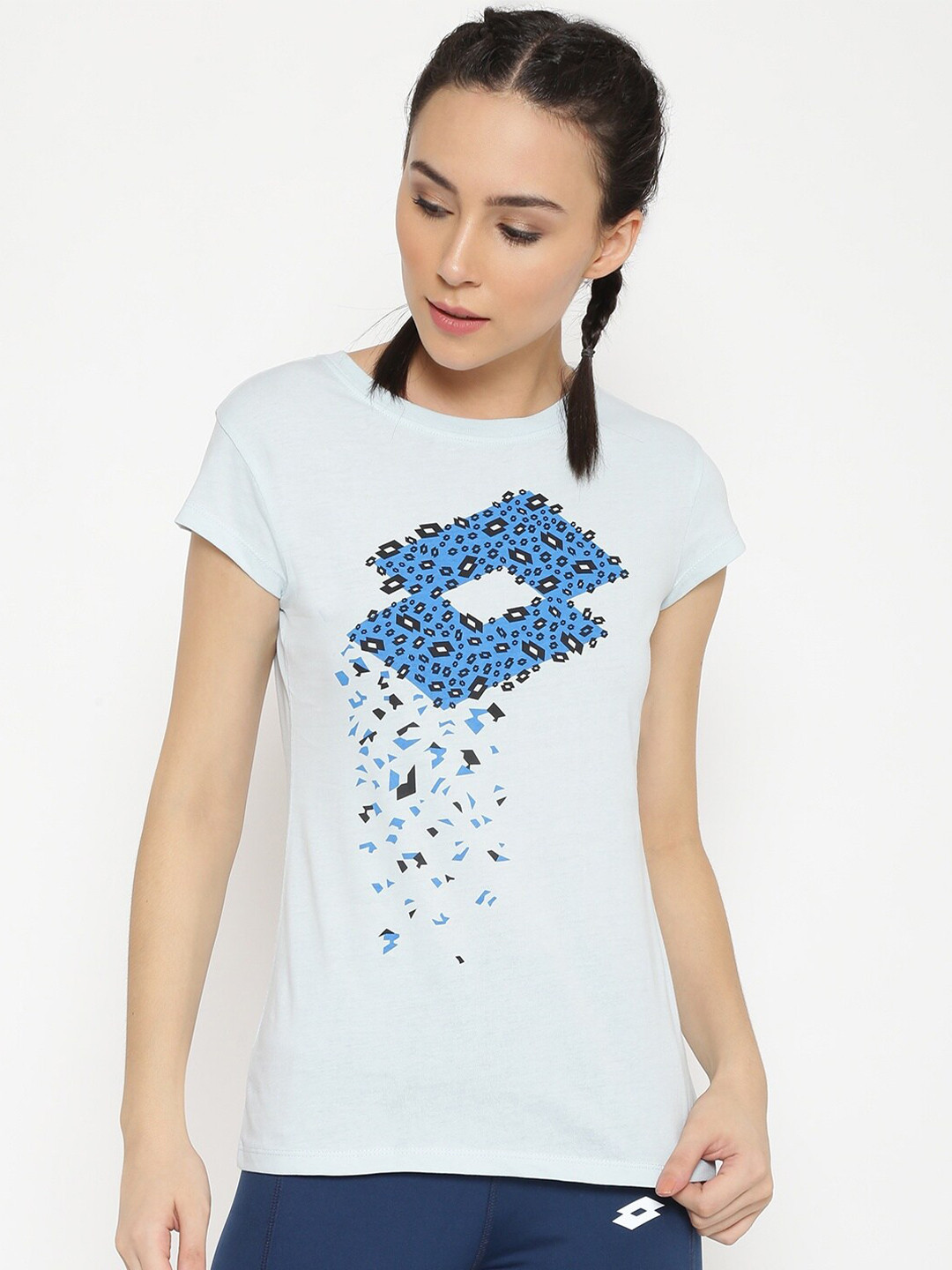 Buy Lotto Women Blue Graphic Printed T Shirt - Tshirts for Women ...