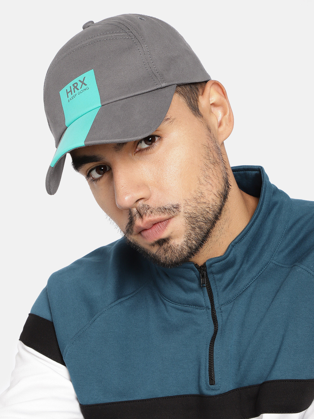 Buy HRX By Hrithik Roshan Unisex Charcoal & Blue Colourblocked Cotton ...