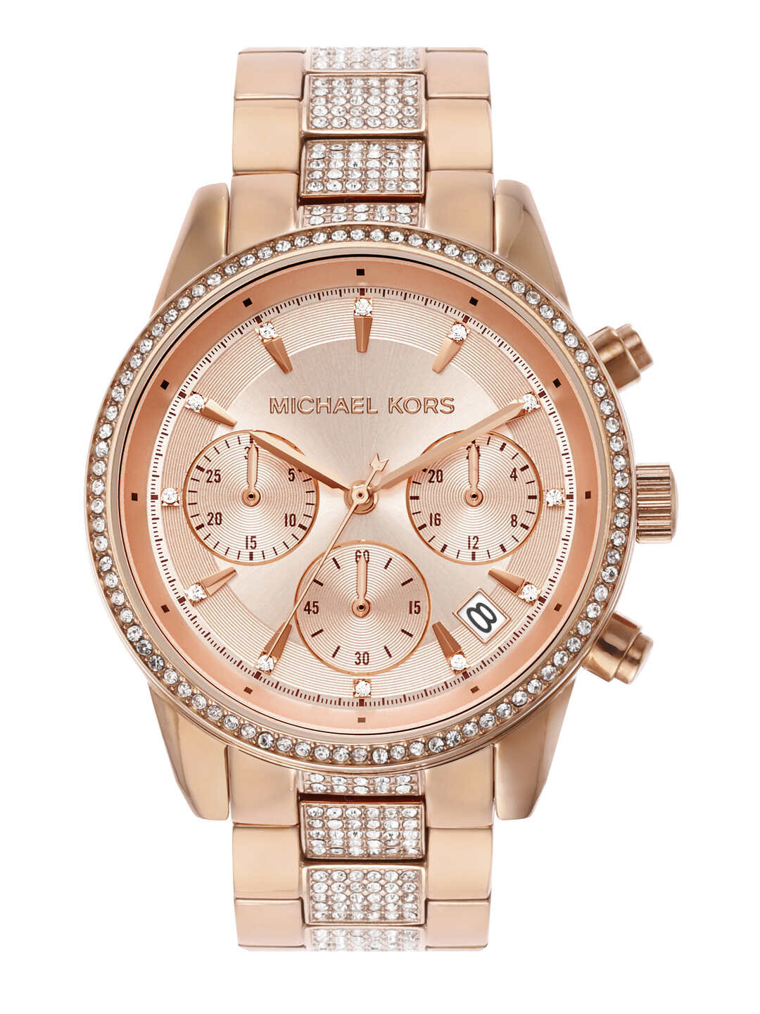 Buy Michael Kors Women Rose Gold Toned Dial Ritz Analogue Watch MK6485 ...