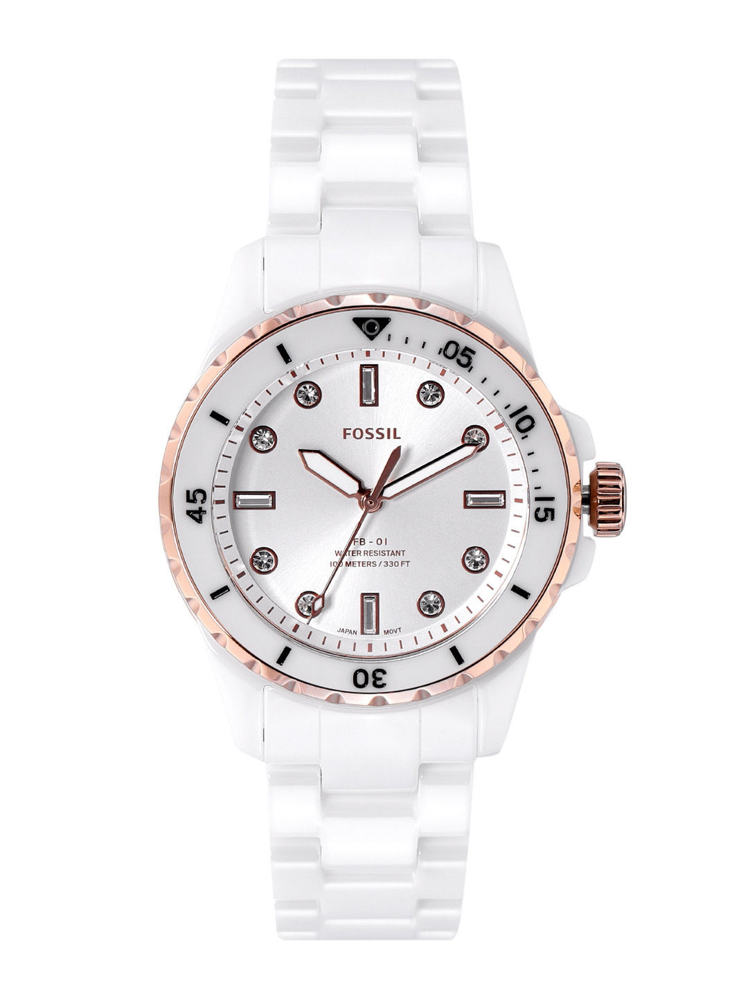 Buy Fossil FB 01 Women White Dial Ceramic Bracelet Style Straps ...