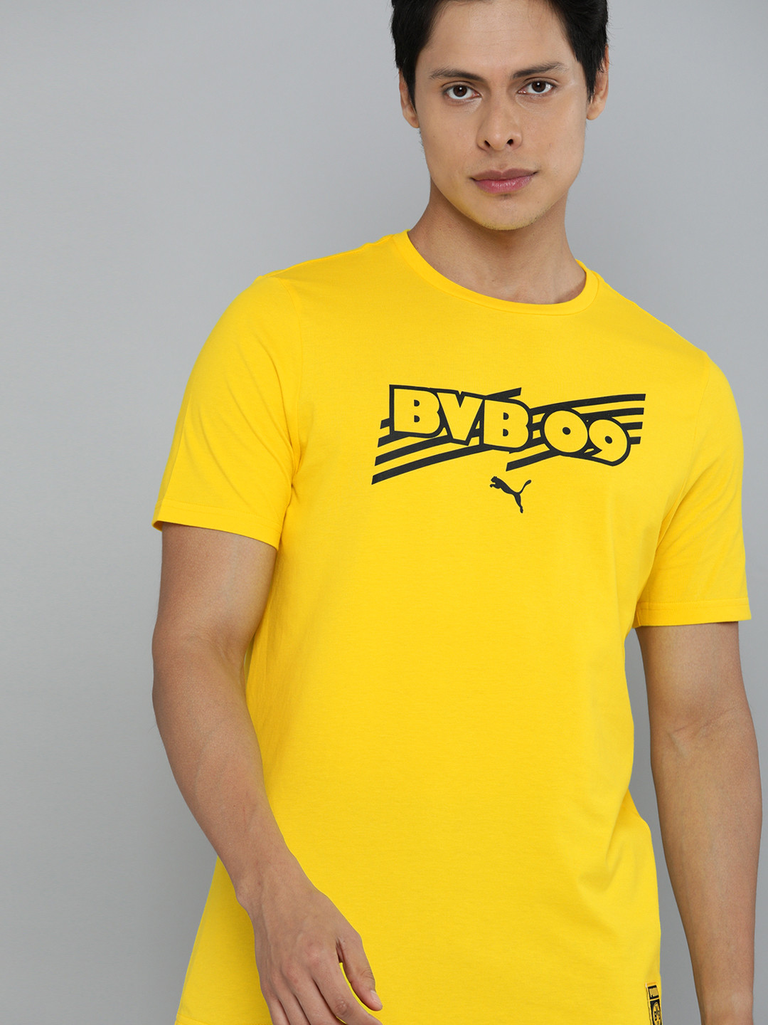Buy Puma Mustard Yellow Black BVB FtblCore Pure Cotton Football T Shirt ...