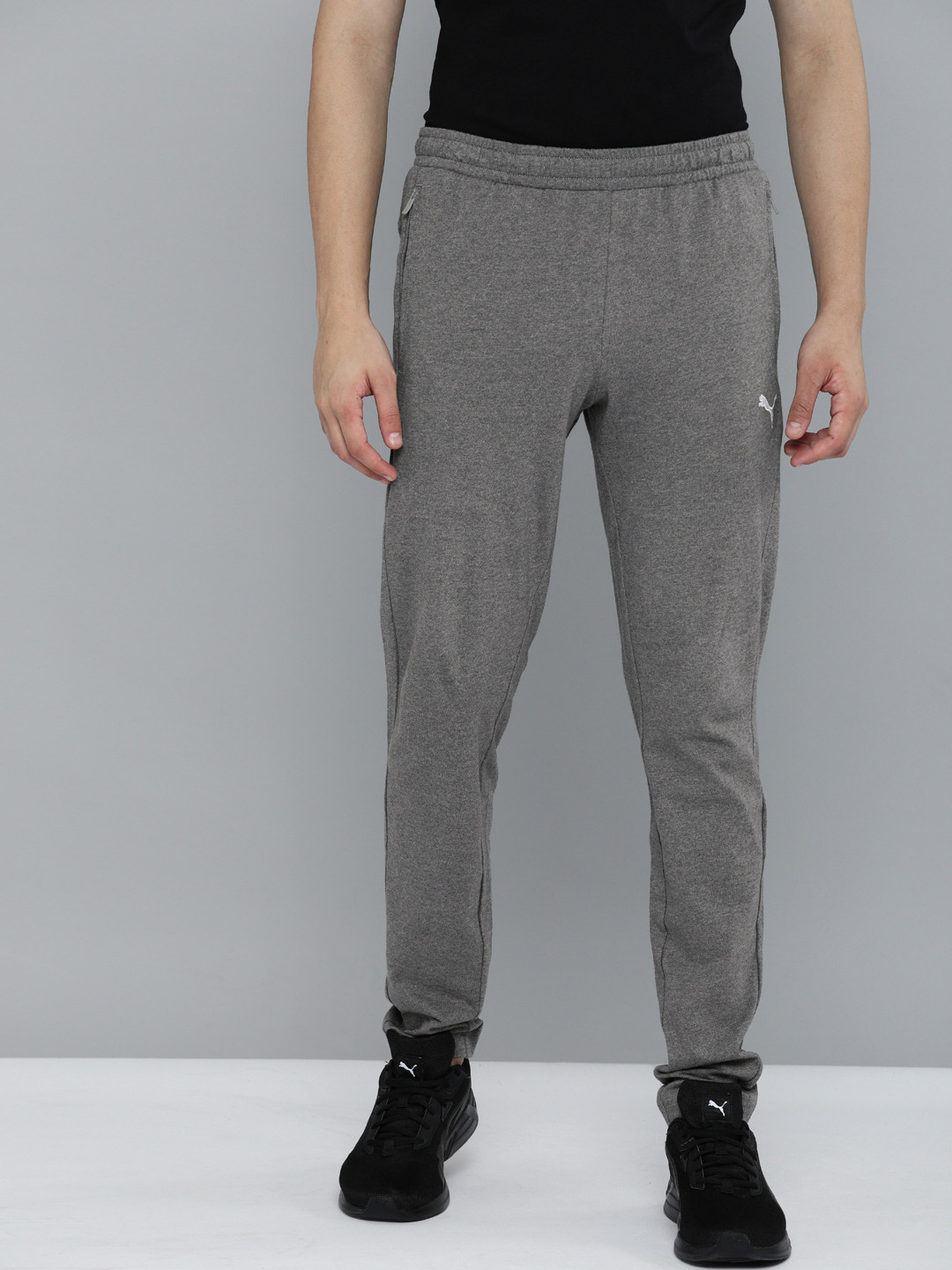Buy Puma Men Charcoal Grey Regular Fit Zippered Knitted Jersey Sweat ...