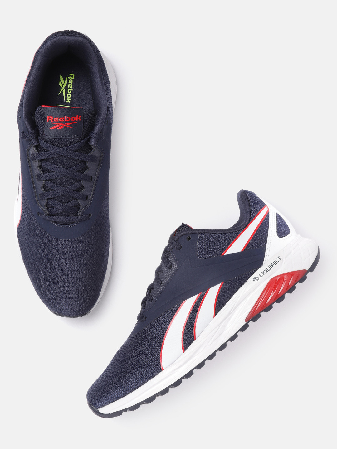 Buy Reebok Men Navy Blue Woven Design Liquifect 90 Running Shoes ...