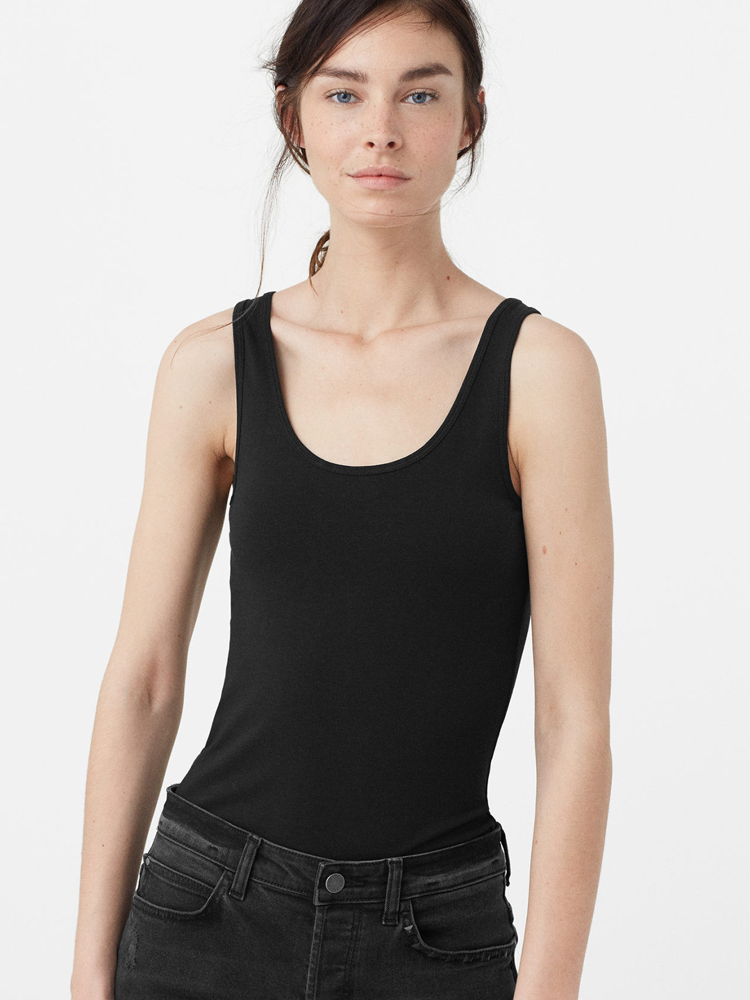 Buy MANGO Women Black Solid Tank Top - Tops for Women 1486591 | Myntra