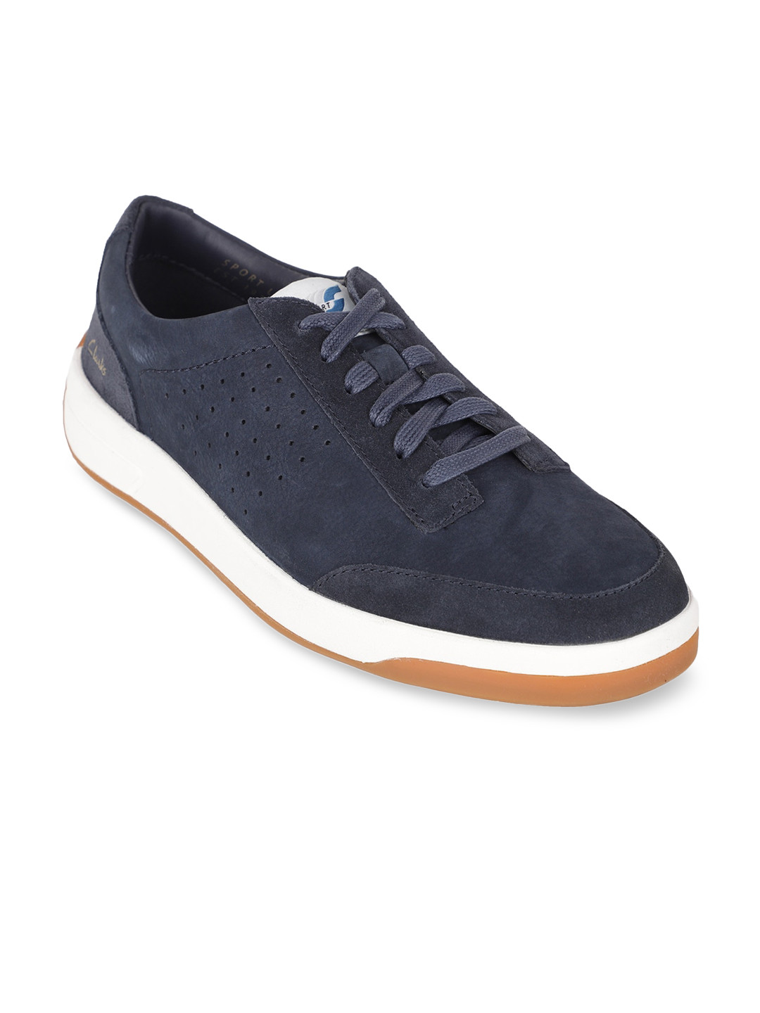 Buy Clarks Men Navy Blue Leather Sneakers - Casual Shoes for Men ...