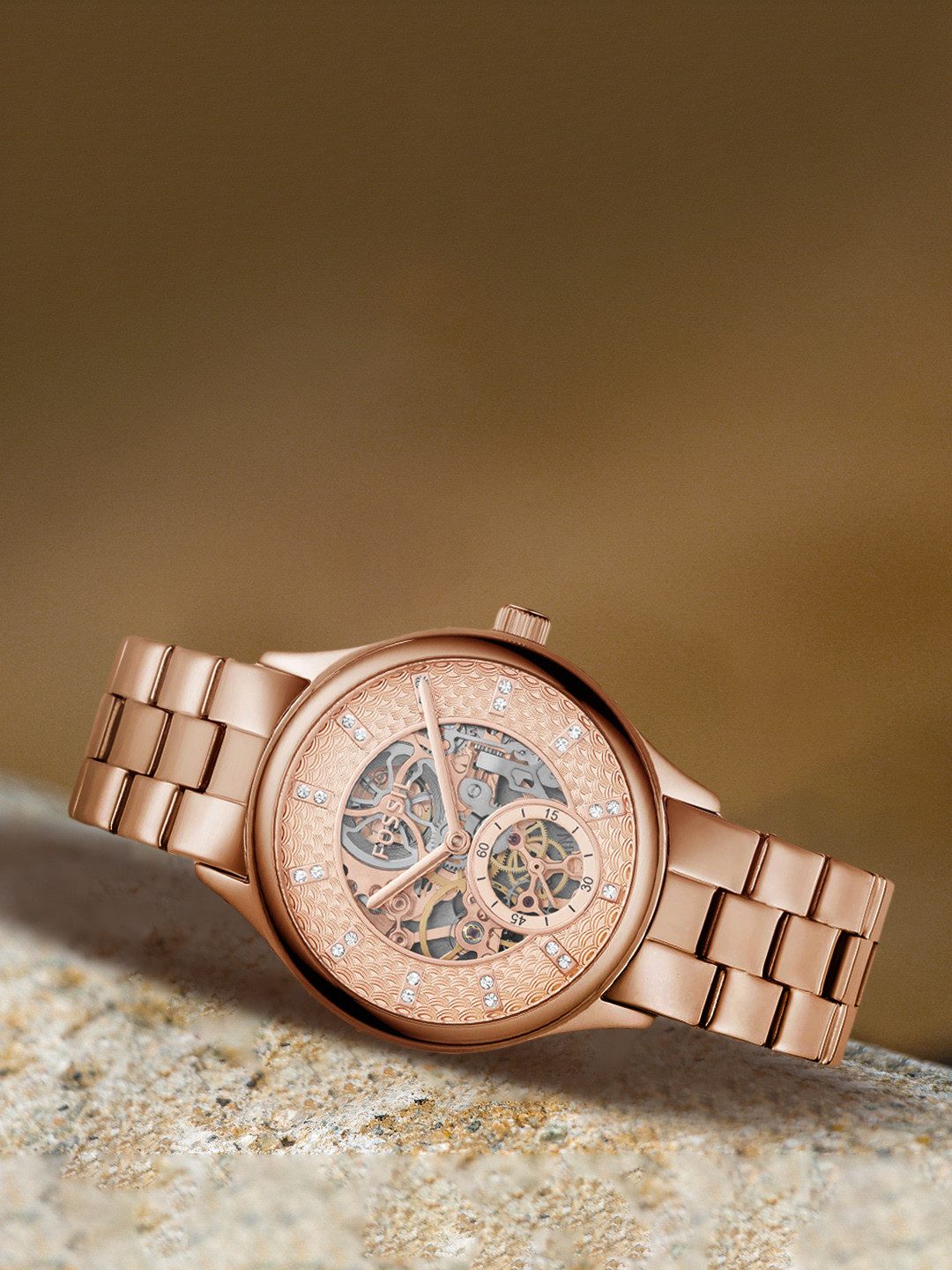 Buy Fossil Women Modern Sophisticate Rose Gold Toned Skeleton Dial ...