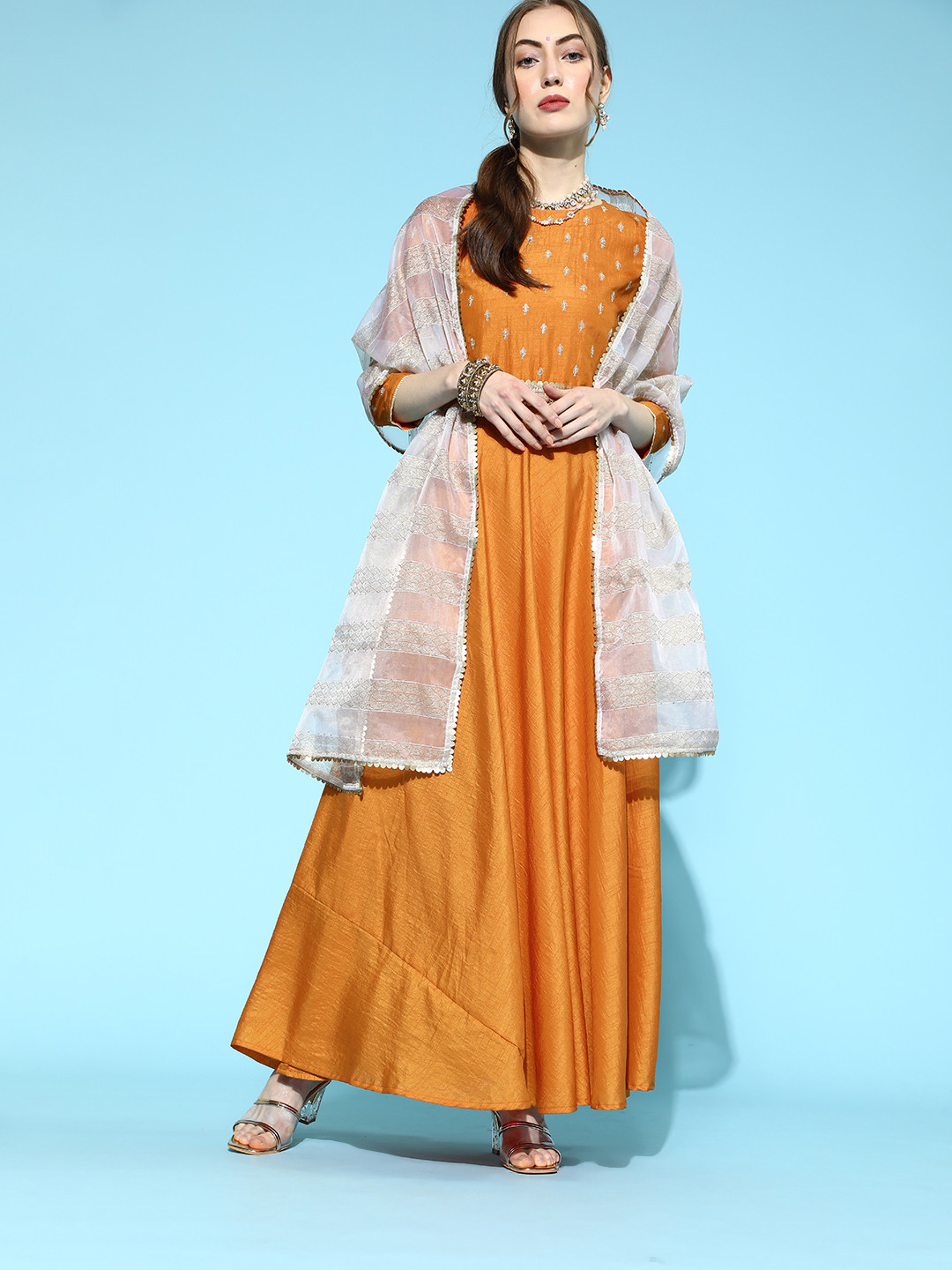 Buy Indo Era Bright Orange Polyester Kurta - Kurtas for Women 14878518 ...