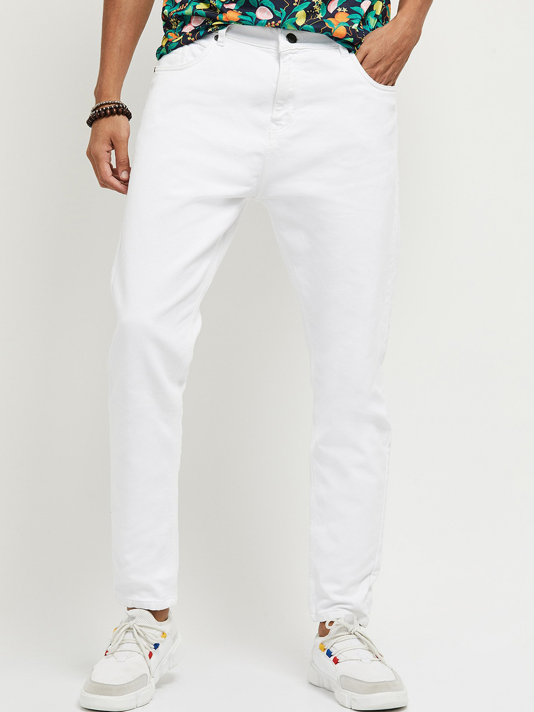 Buy Max Men White Regular Fit Mid Rise Solid Jeans - Jeans for Men ...