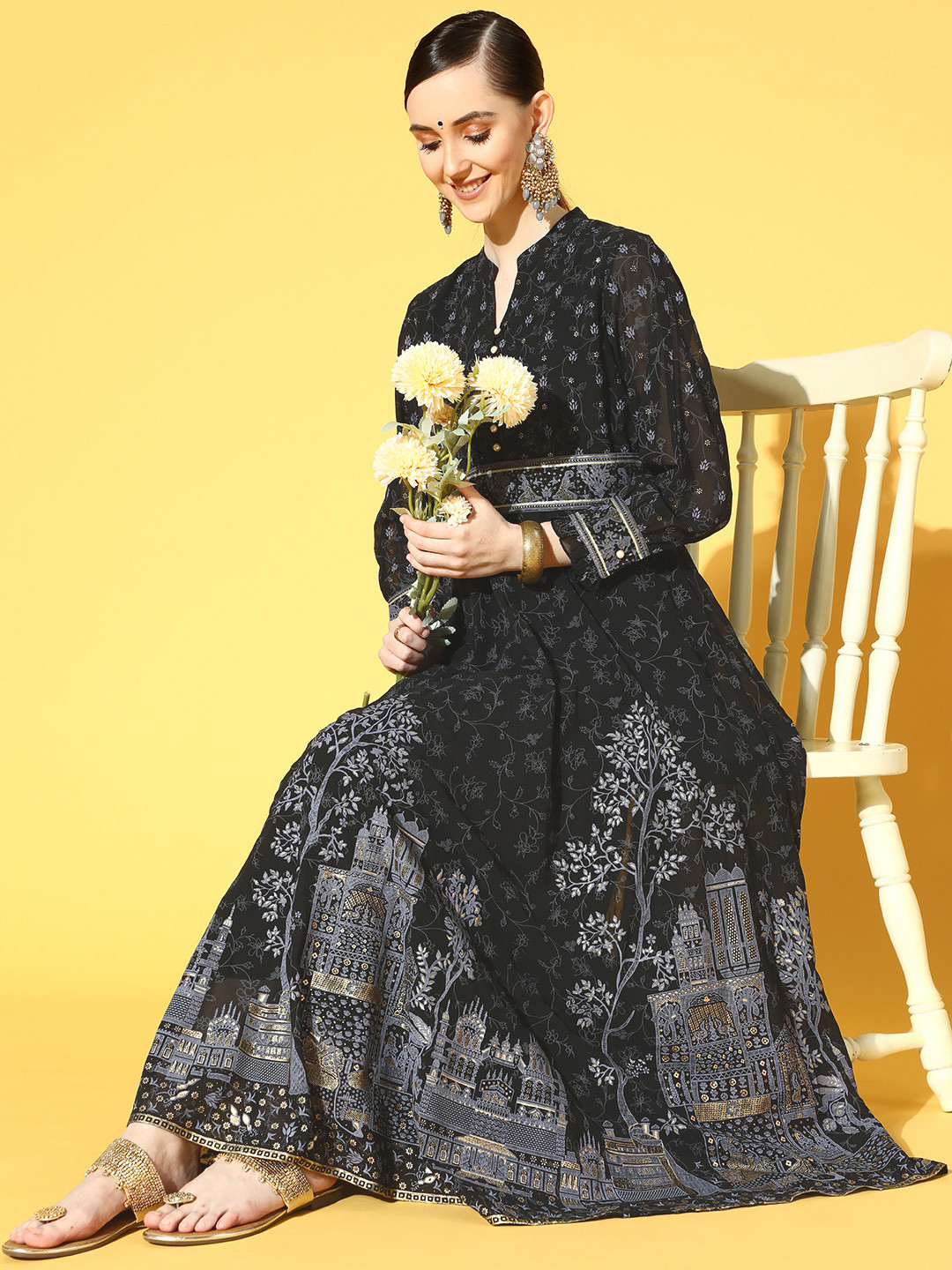 Buy Juniper Women Stylish Black Ethnic Motifs Dress - Ethnic Dresses ...