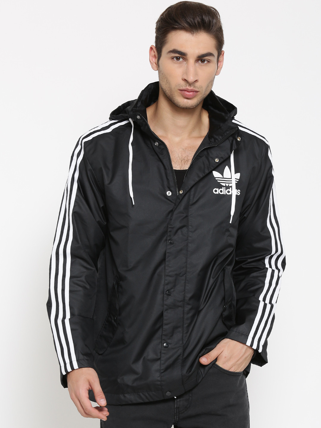 Buy ADIDAS Originals Black ADC Fashion Windcheater Hooded Jacket ...