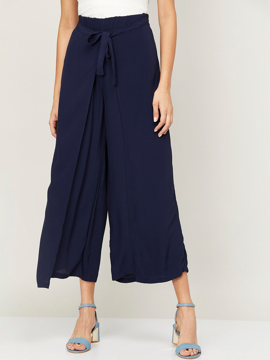 Buy CODE By Lifestyle Women Navy Blue Culottes Trousers - Trousers for ...