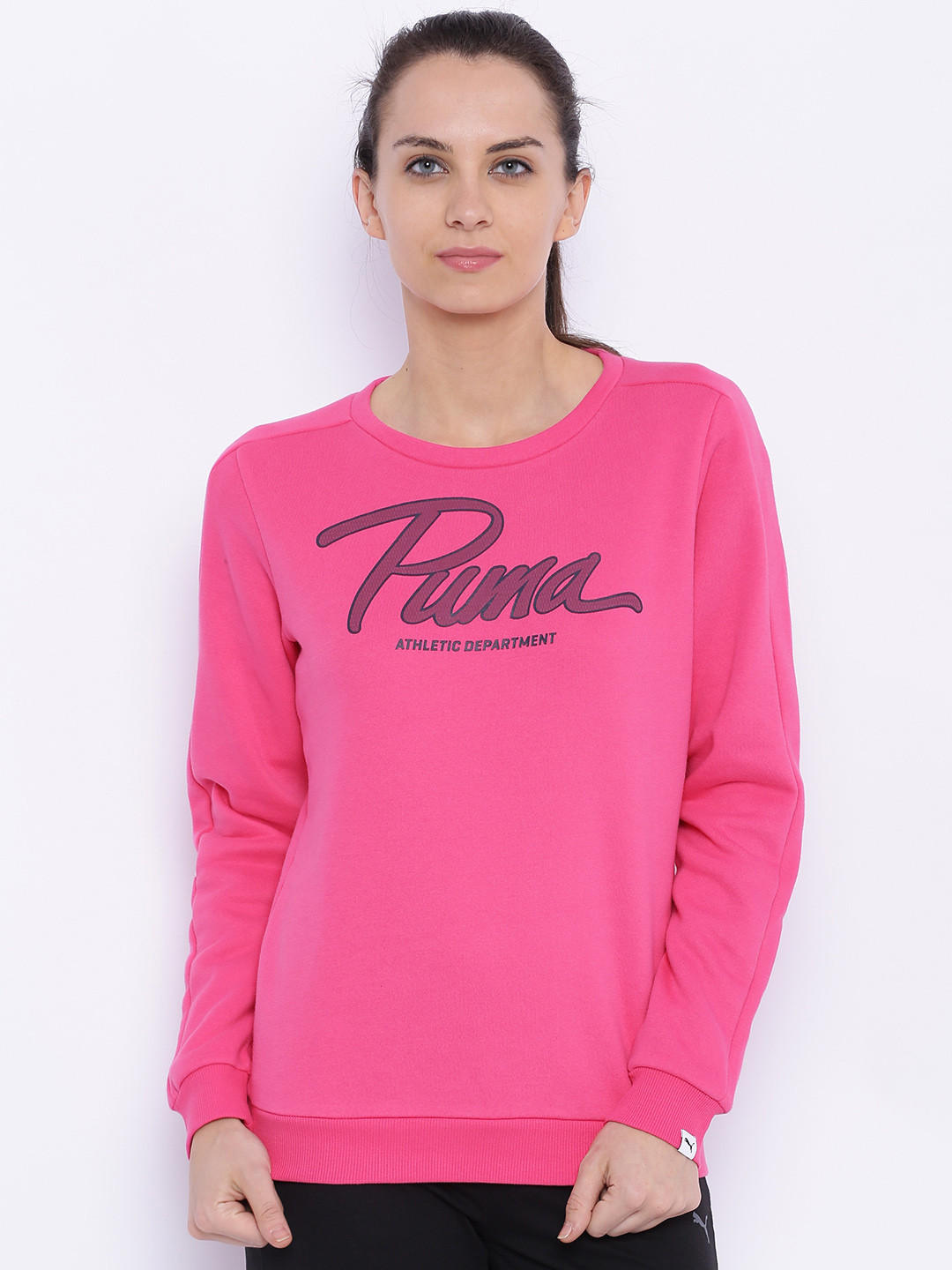 Buy Puma Women Pink Style Collegiate Crew Printed Sweatshirt ...