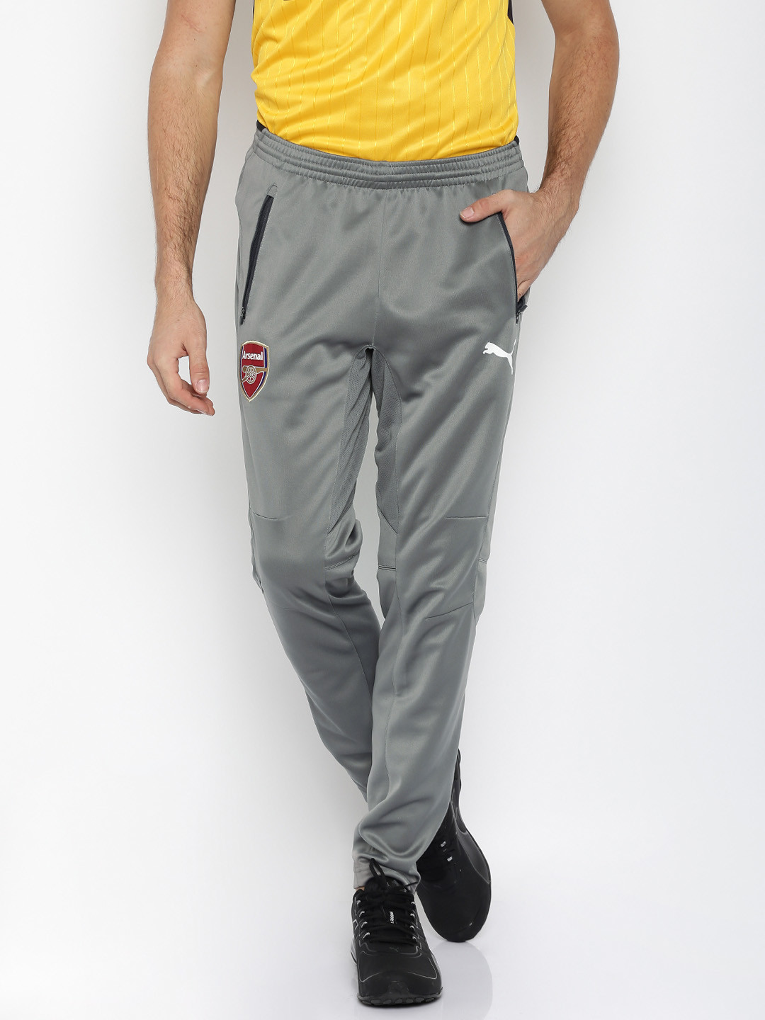 Buy PUMA Grey Arsenal DryCELL Football Track Pants - Track Pants for ...