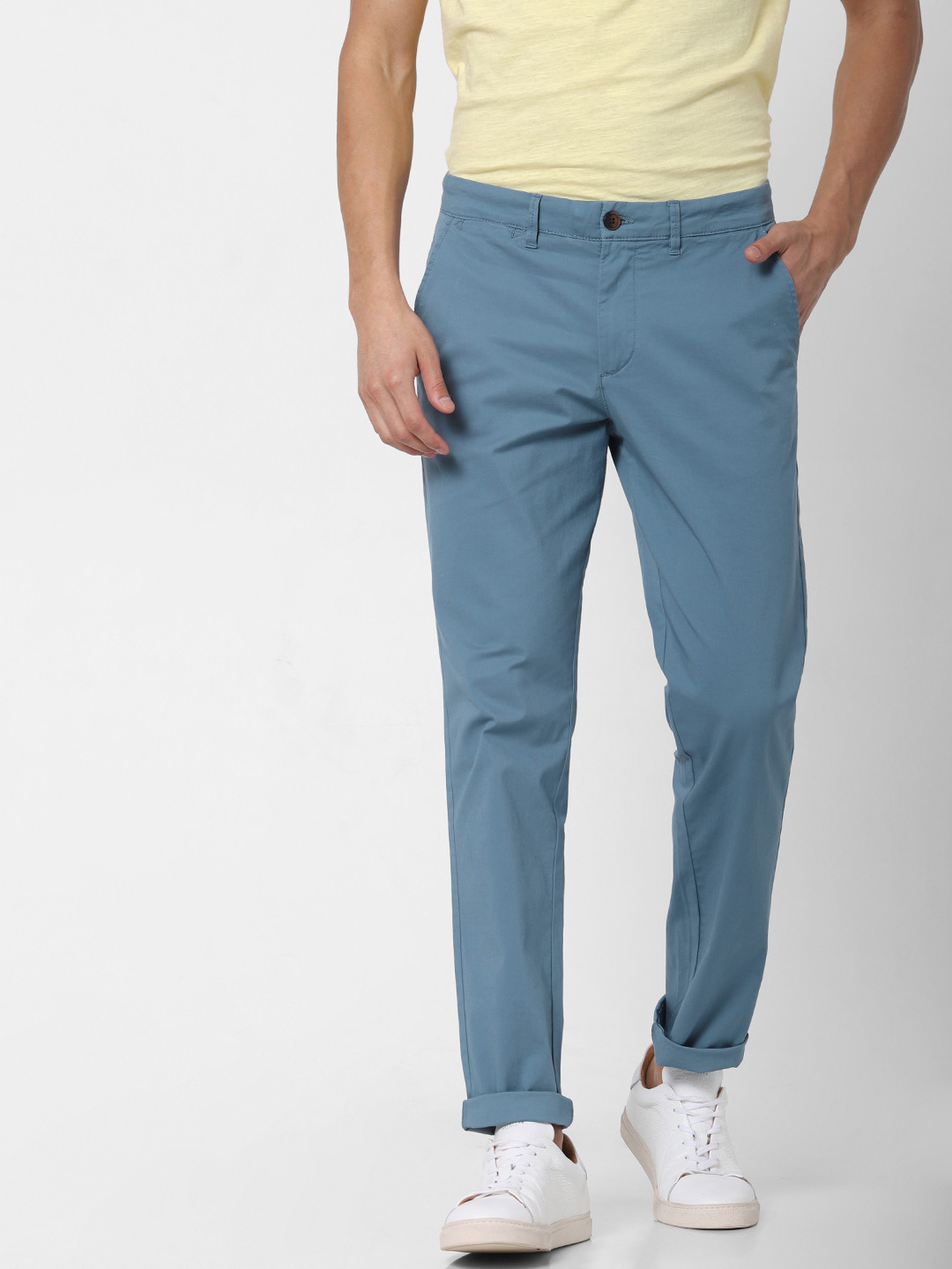 Buy SELECTED Men Blue Slim Fit Chinos Trousers - Trousers for Men ...