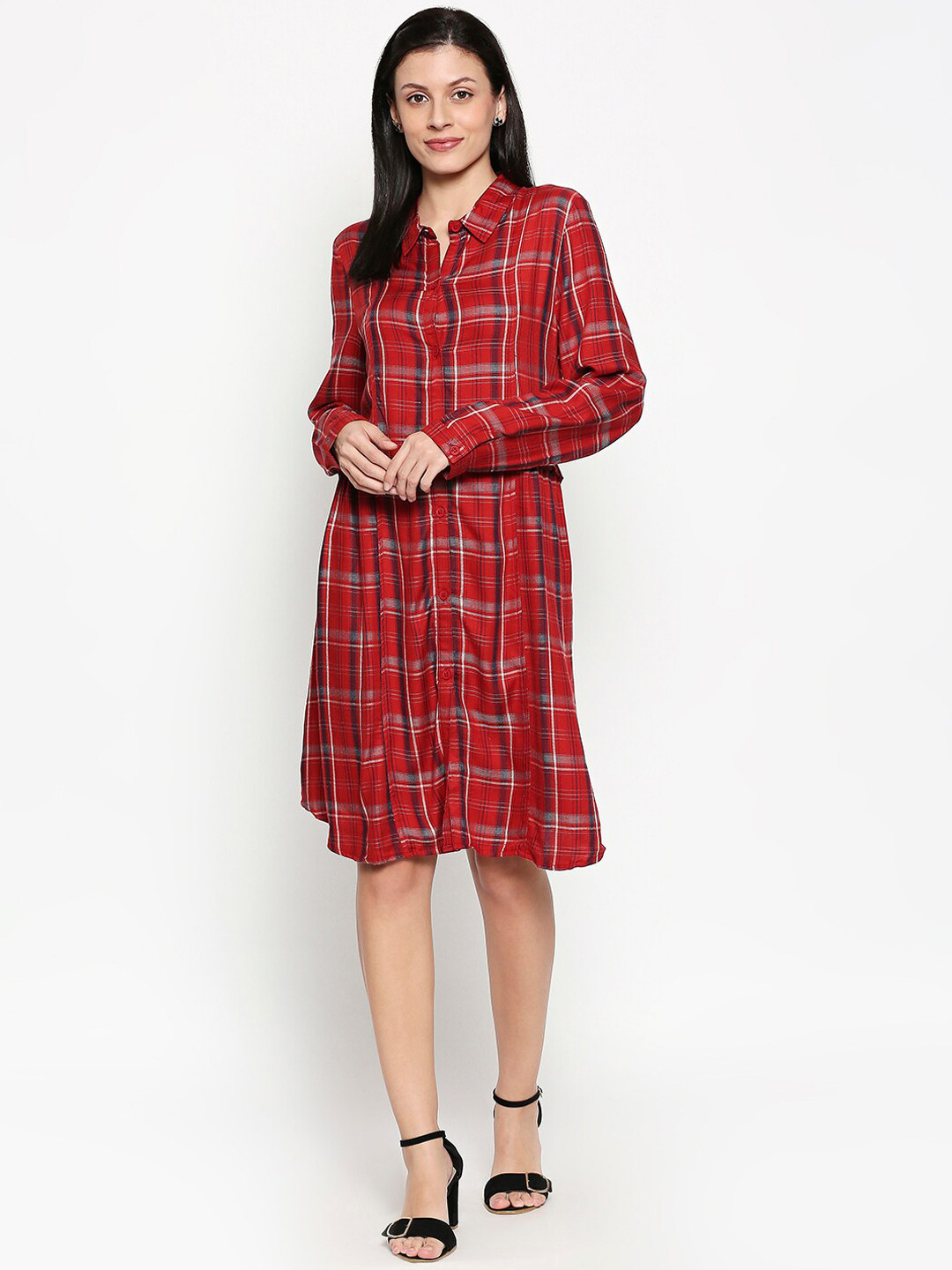 Buy People Red Checked Shirt Dress - Dresses for Women 14897726 | Myntra