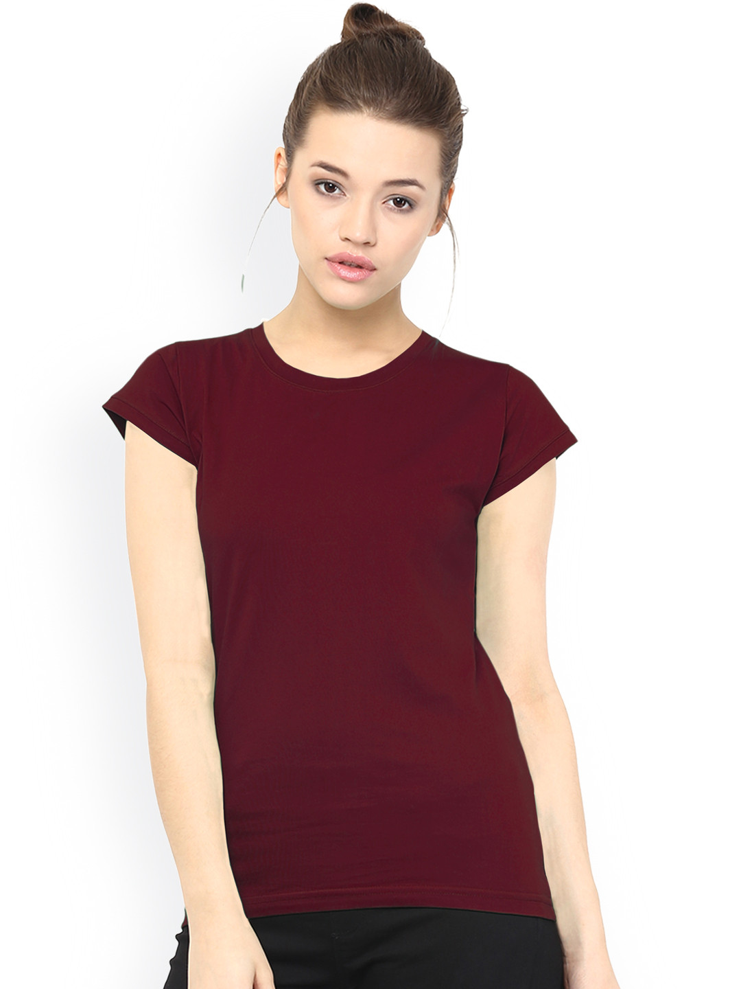 Buy Miss Chase Women Maroon Solid Regular Top - Tops for Women 1489939 ...