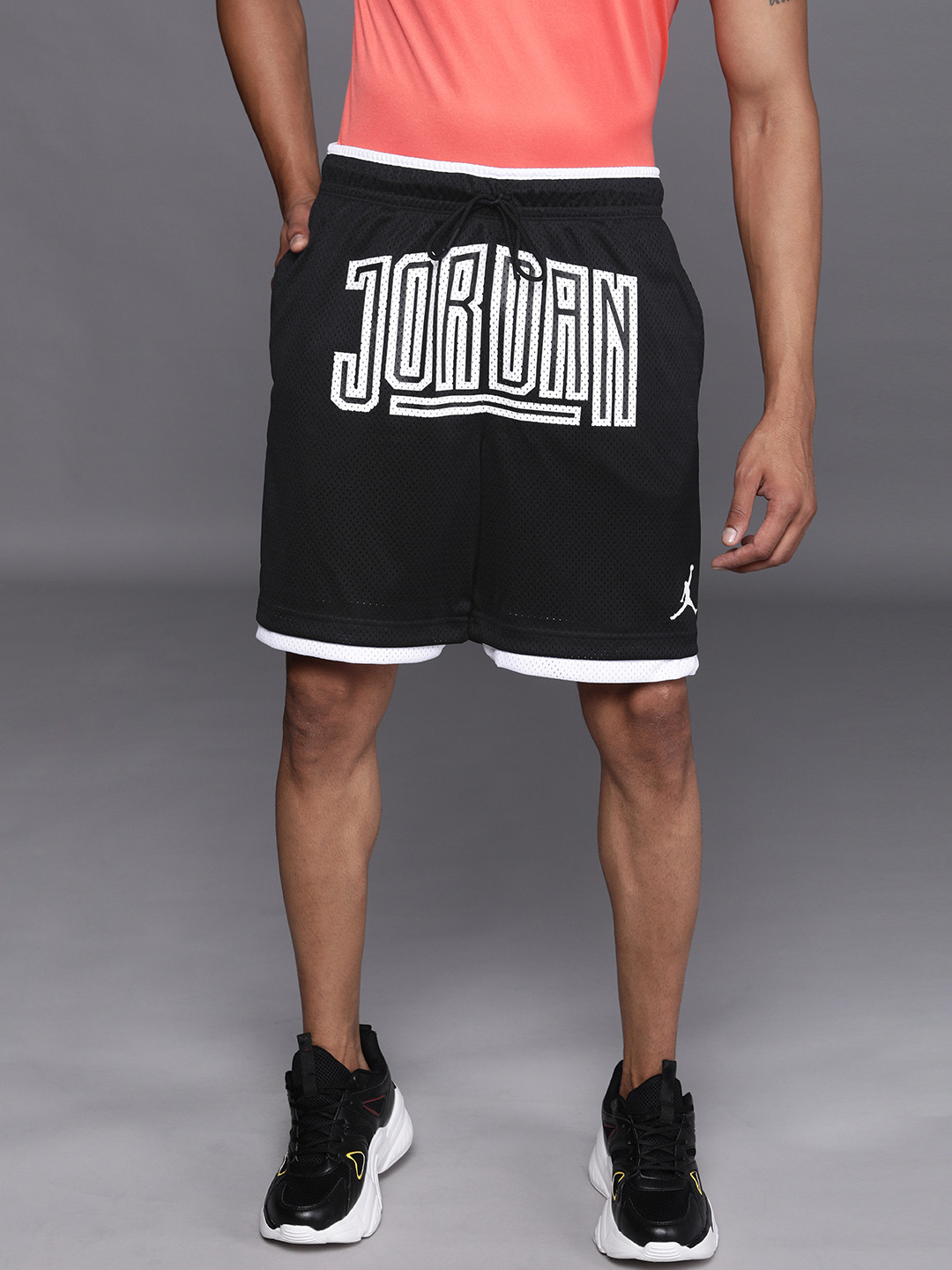 Buy Nike Men Black & White Jordan Sport DNA Typography Printed Mid Rise ...