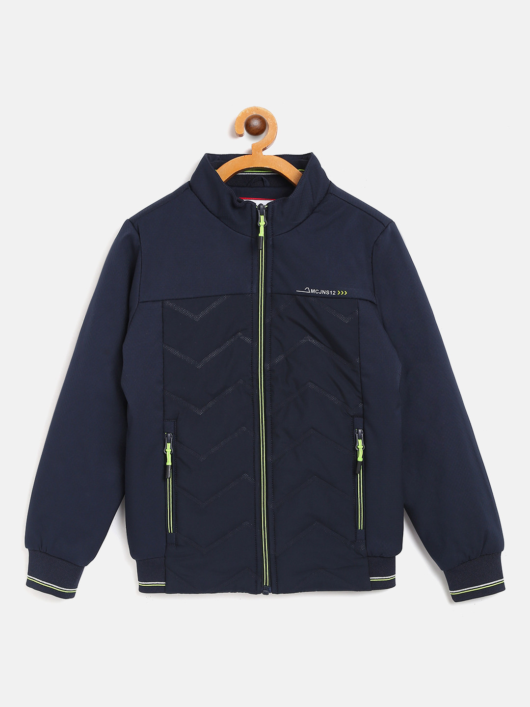 Buy Monte Carlo Boys Navy Blue Chevron Patterned Bomber Jacket ...