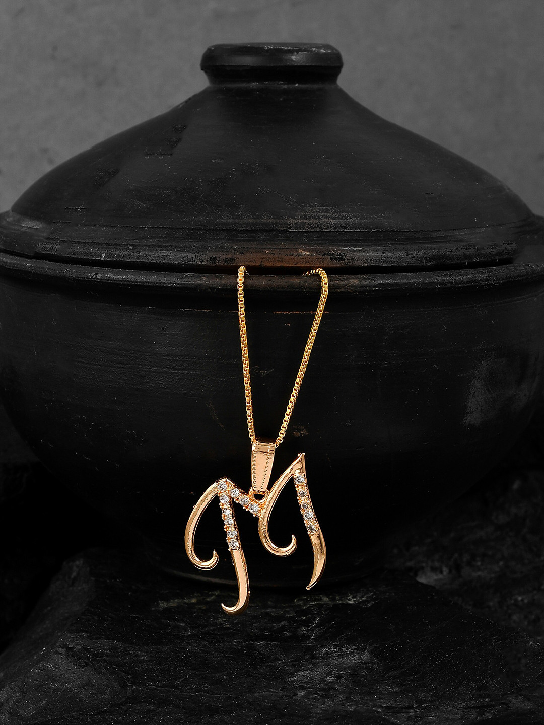 Buy Silvermerc Designs Gold Plated White CZ Studded M Shaped ...