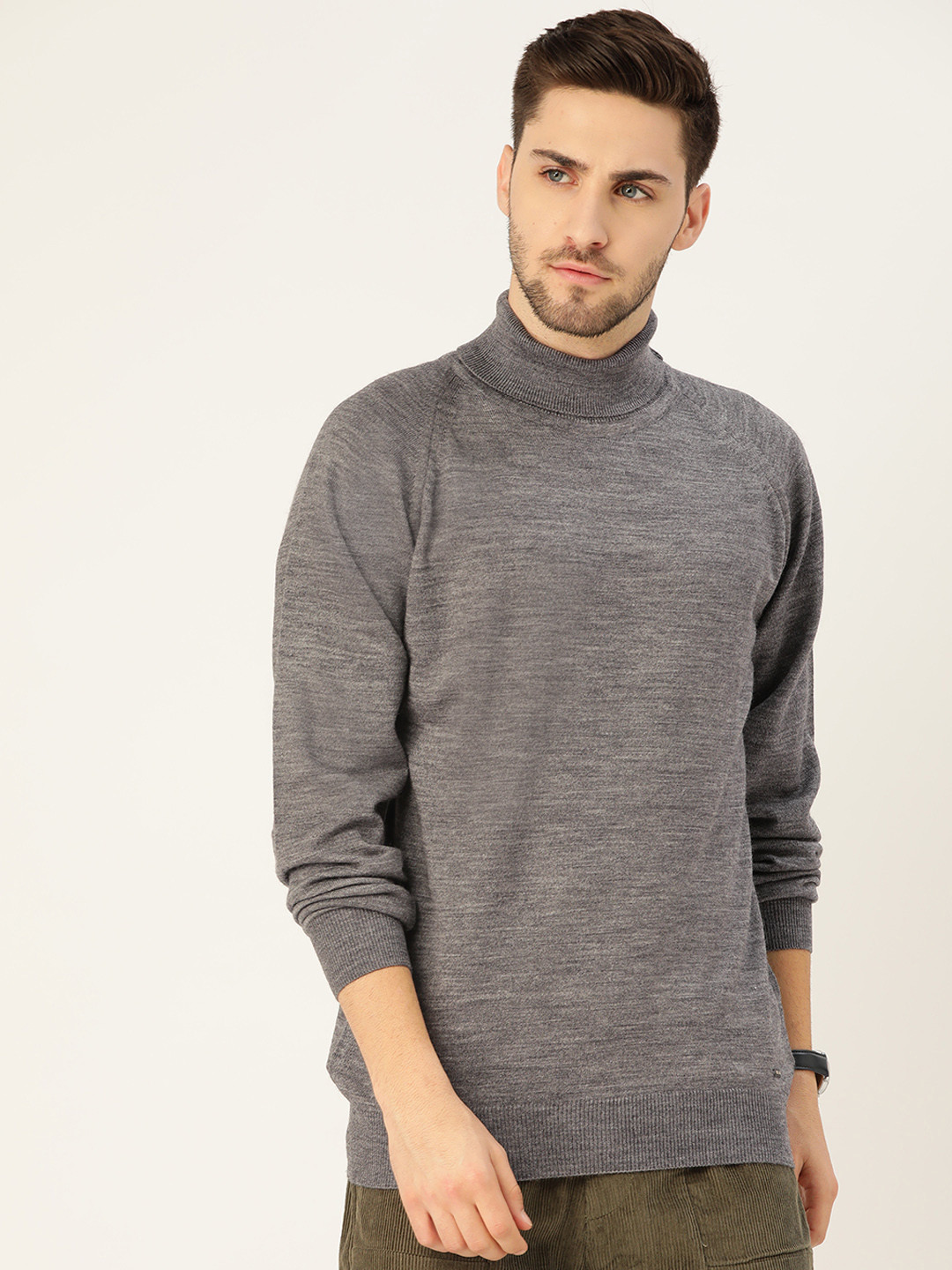 Buy Monte Carlo Men Charcoal Grey Solid Pullover - Sweaters for Men ...