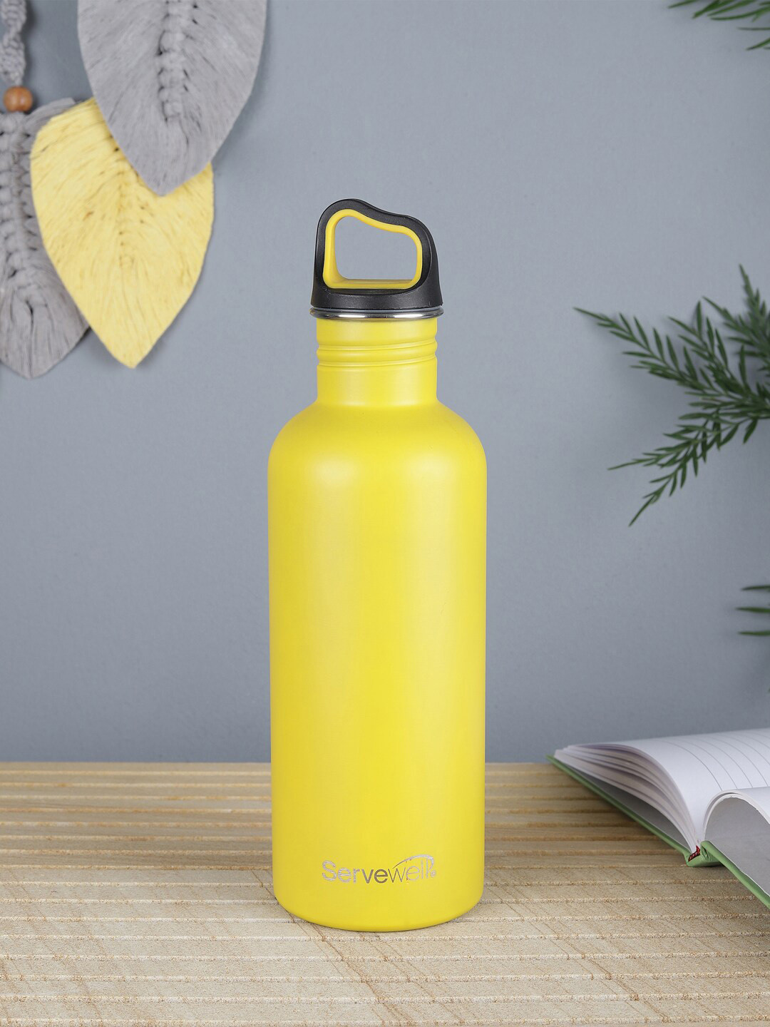 Buy Servewell Yellow Solid Stainless Steel Single Wall Water Bottle ...