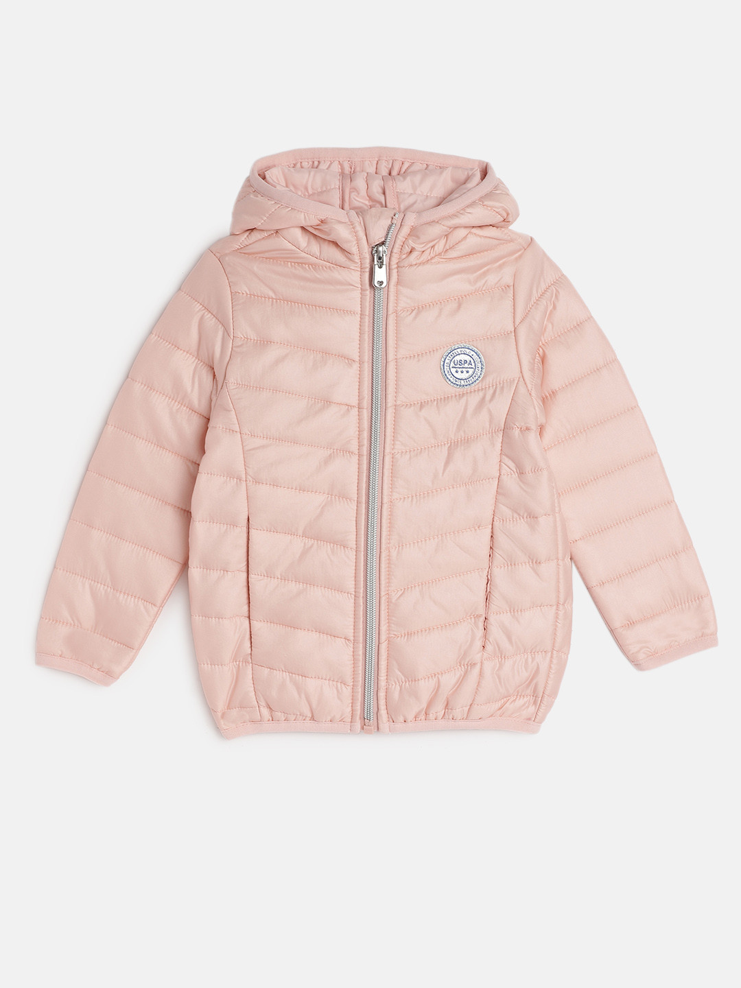 Buy U.S. Polo Assn. Kids Girls Pink Puffer Jacket - Jackets for Girls ...