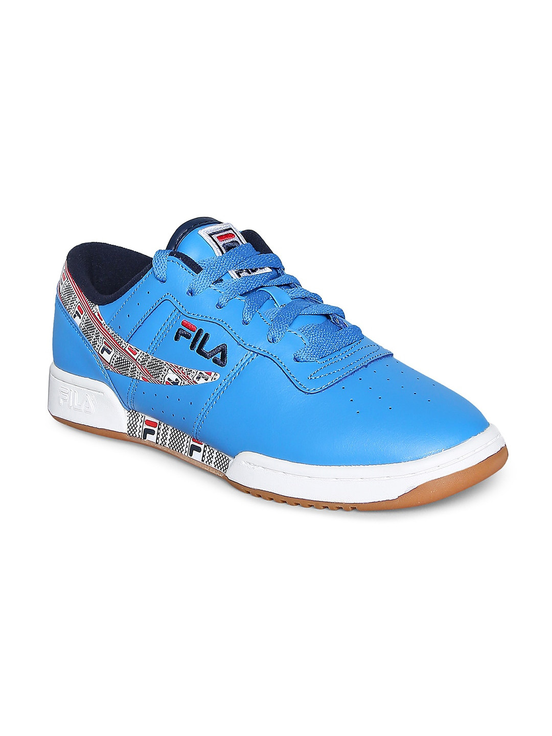 Buy FILA Men Blue Printed Leather Sneakers - Casual Shoes for Men ...