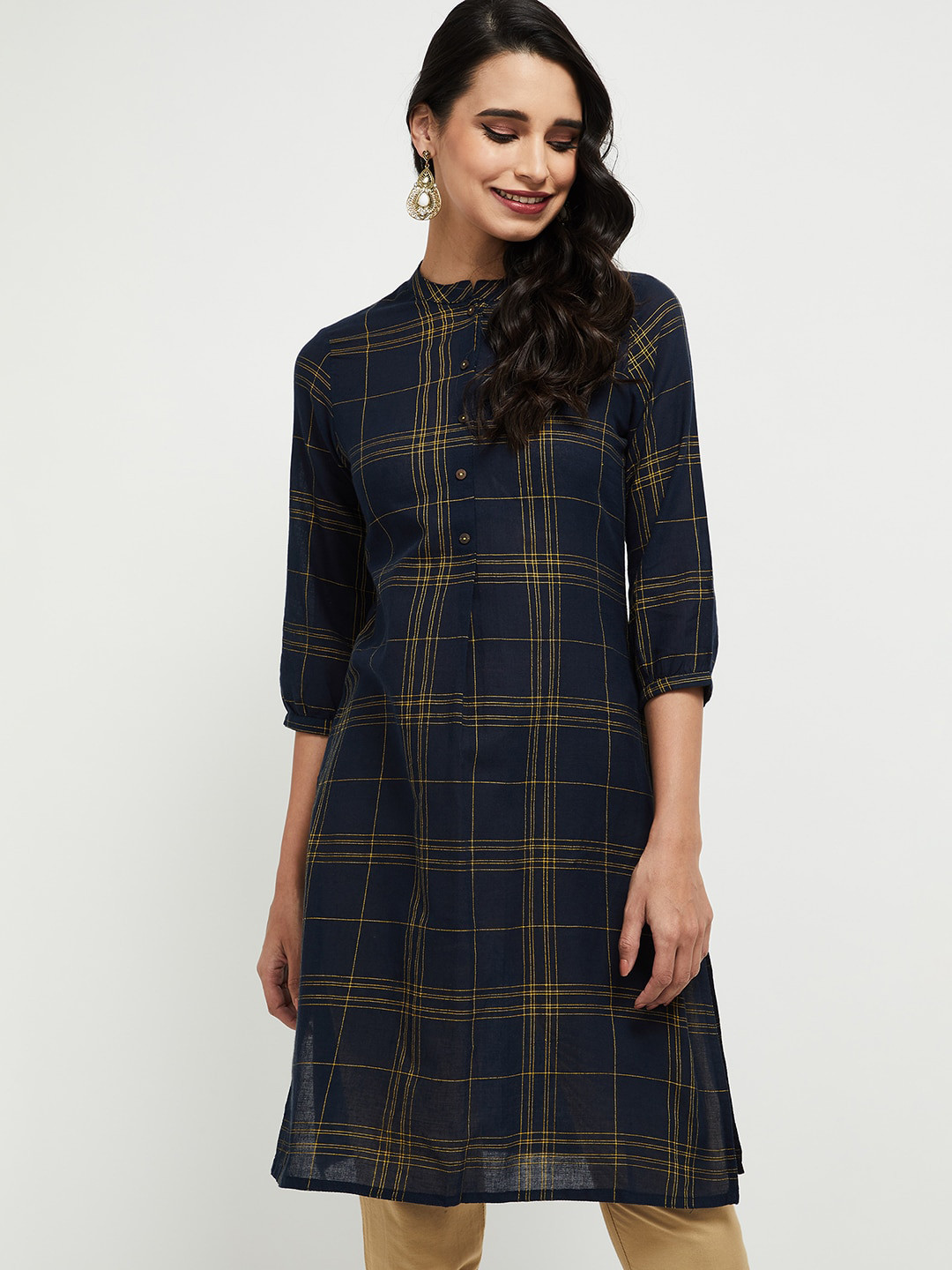 Buy Max Women Blue Checked Kurta - Kurtas for Women 14923750 | Myntra