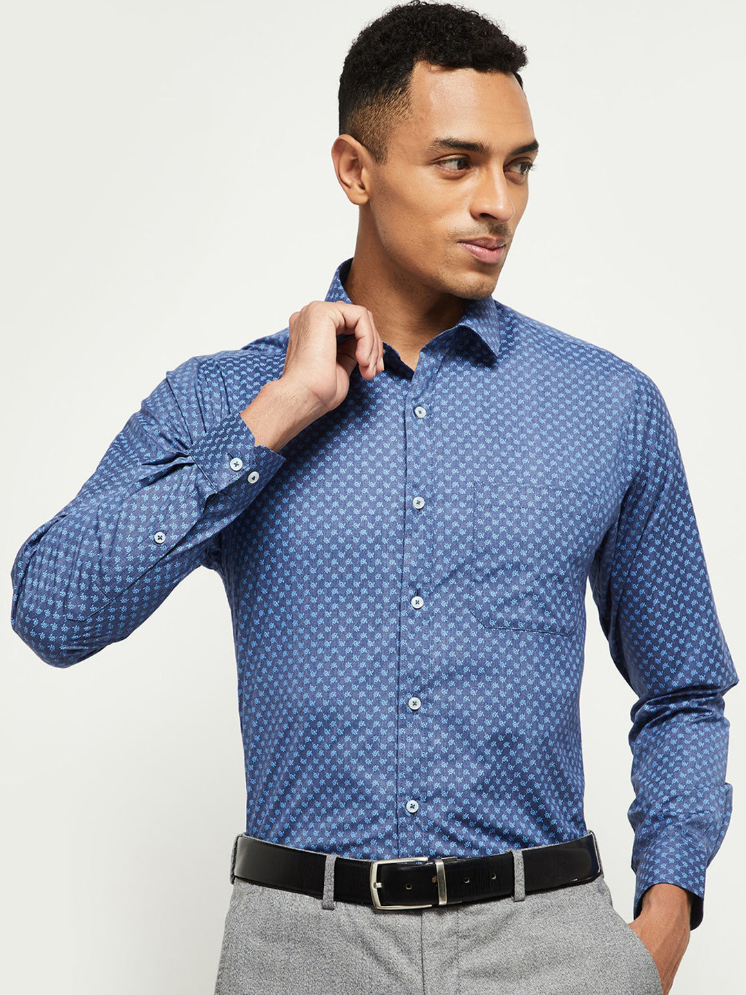 Buy Max Men Blue Printed Cotton Formal Shirt - Shirts for Men 14924156 ...