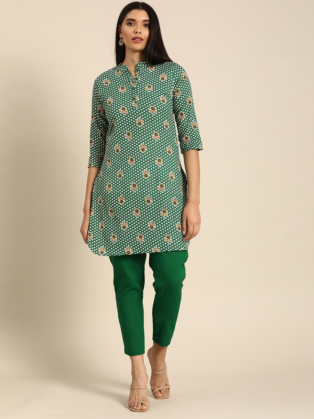 Buy Anouk Women Green Ethnic Motifs Printed Regular Pure Cotton Kurta