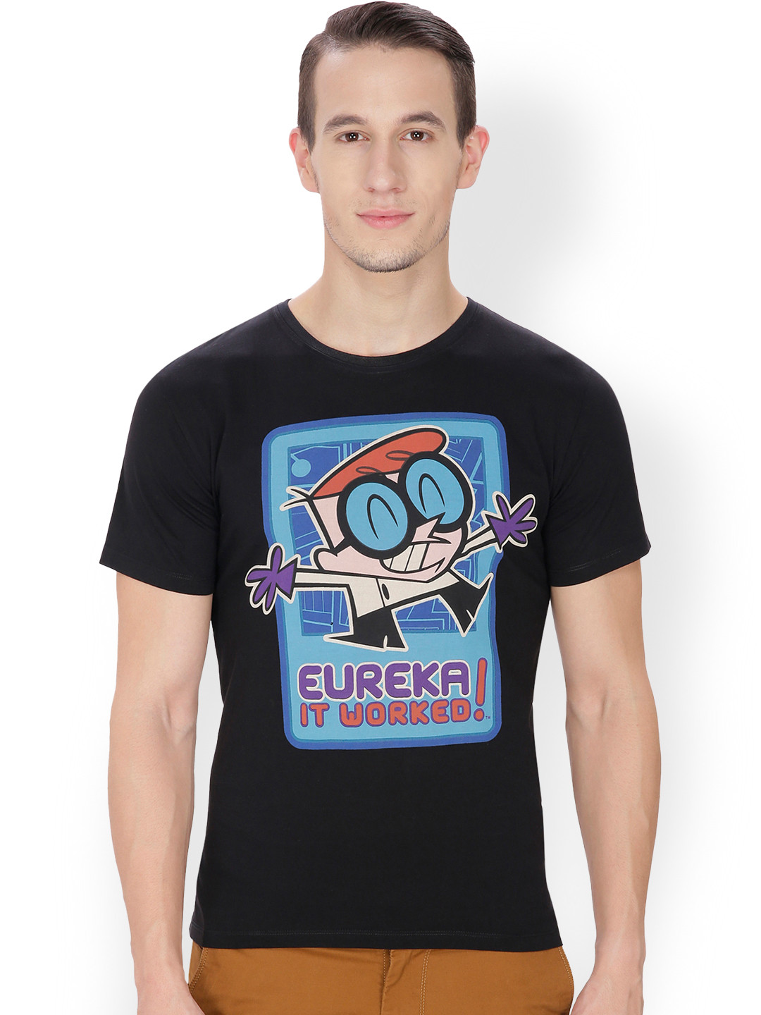 Buy Dexters Laboratory Men Black Printed T Shirt - Tshirts for Men ...