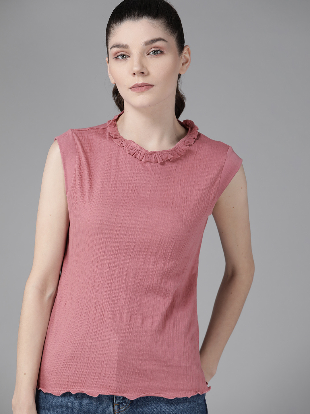 Buy Roadster Rose Solid Pure Cotton Top - Tops for Women 14928388 | Myntra