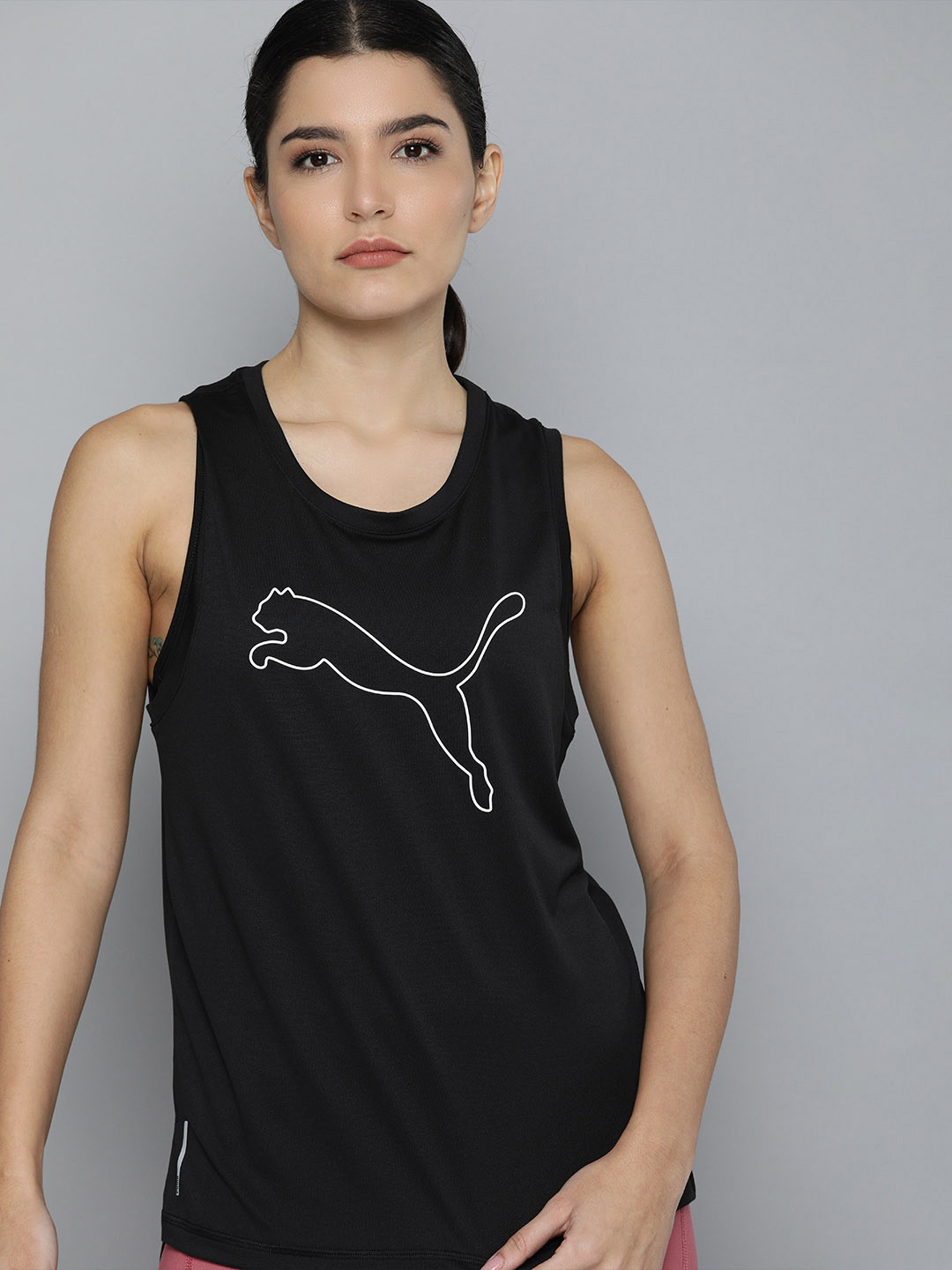 Buy Puma Black Brand Logo Favourite Cat Muscle Drycell Regular Top ...