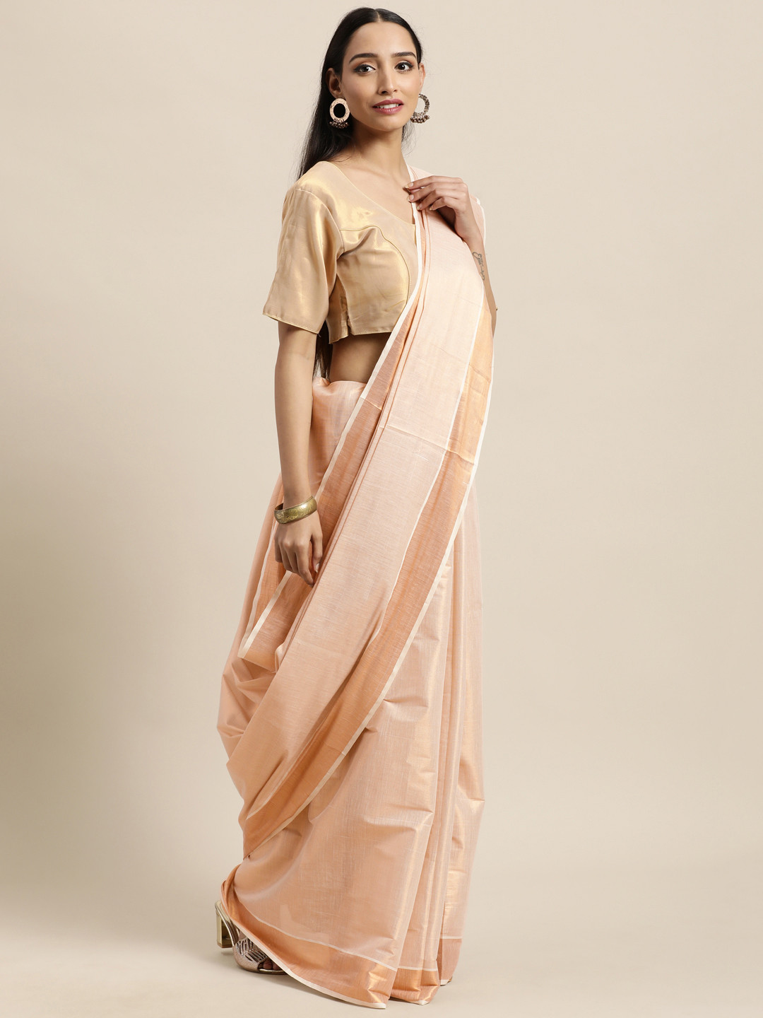 Buy Thara Saree Cream Coloured Pure Cotton Kasavu Sarees - Sarees for Women 14930214 | Myntra