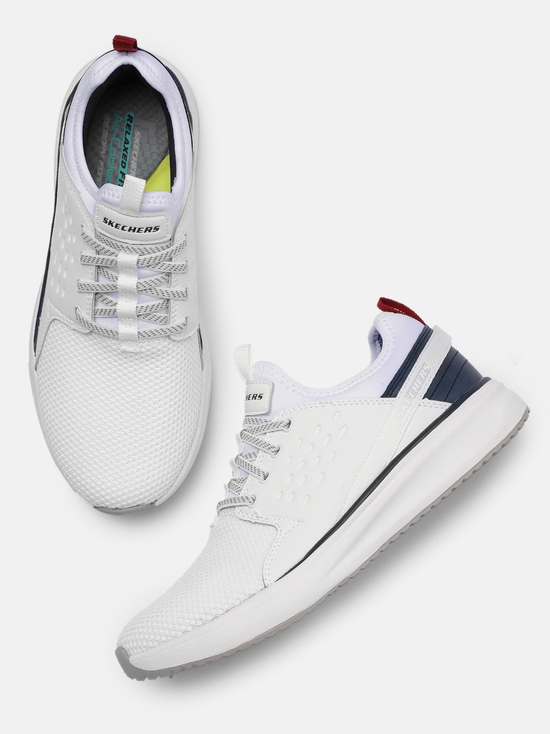 Buy Skechers Men White Crowder Colton Goga Mat & Air Cooled Memory Foam ...