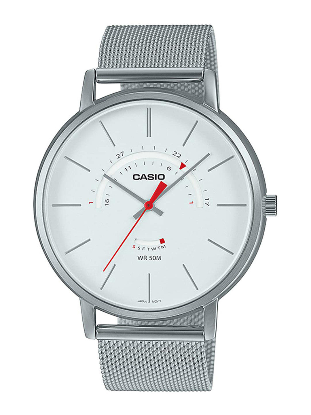 Buy CASIO Men White Dial & Silver Toned Bracelet Style Straps Analogue ...