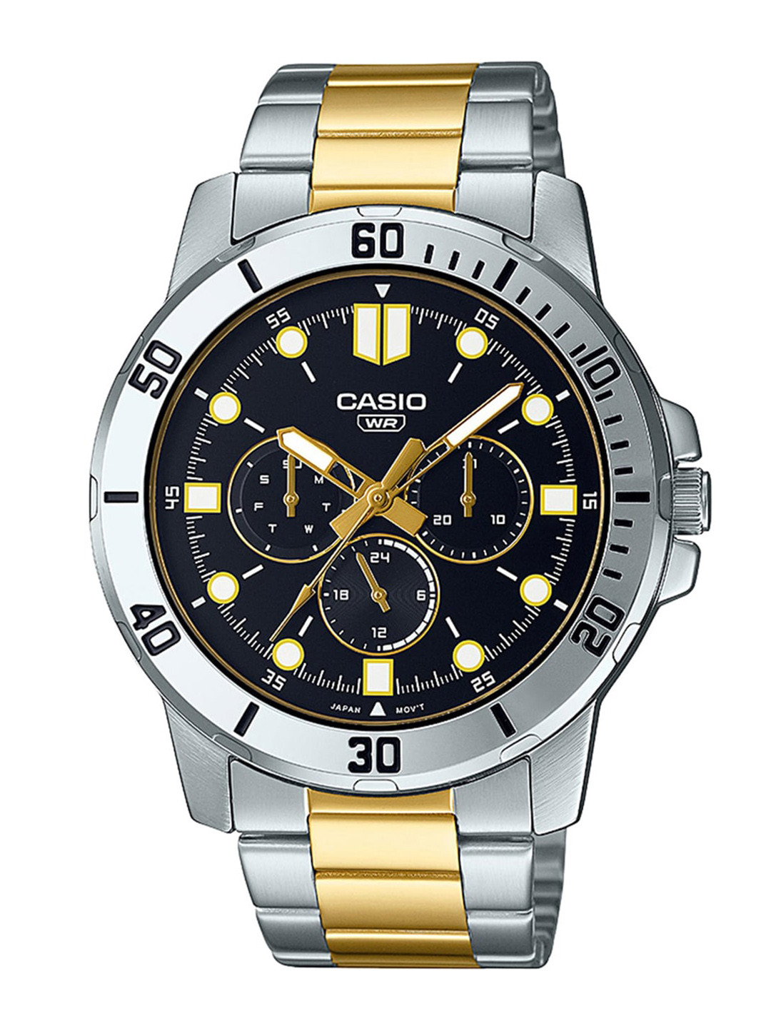 Buy CASIO Men Black Dial & Gold Plated Bracelet Style Straps Analogue ...