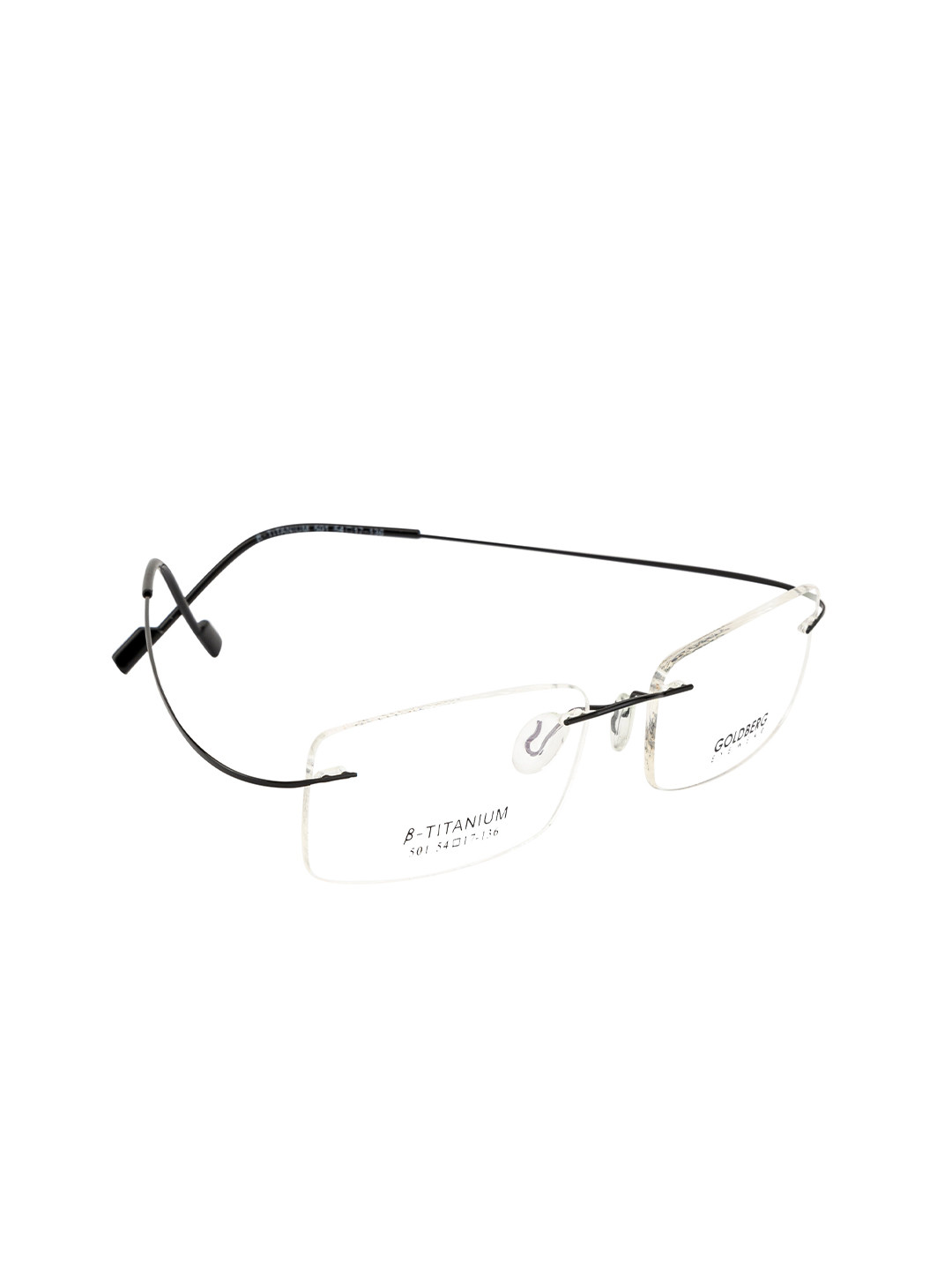 Buy Gold Berg Unisex Black & Transparent Rimless Rectangle Frames ...