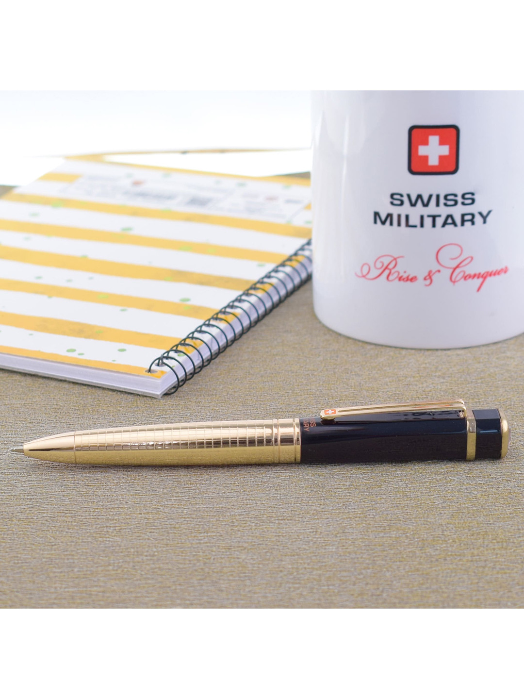 Buy SWISS MILITARY Gold Toned & Black Cubic Ball Pen - Pens for Unisex ...