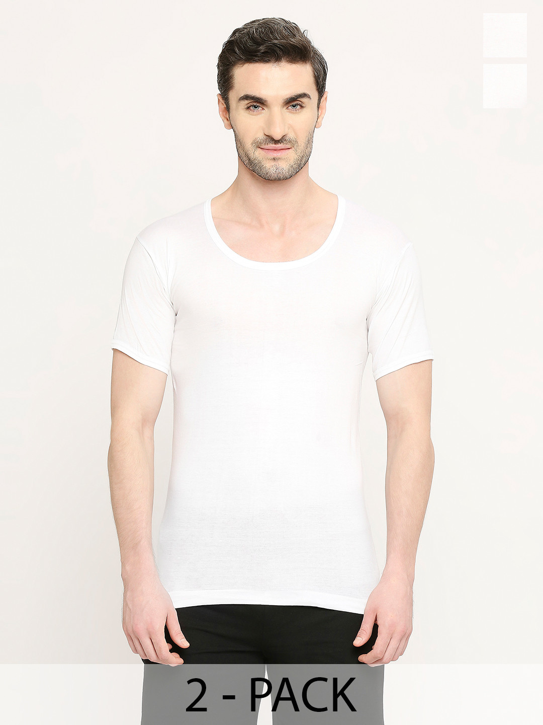 Buy VIP Men Pack Of 2 White Solid Pure Cotton Innerwear Vests ...