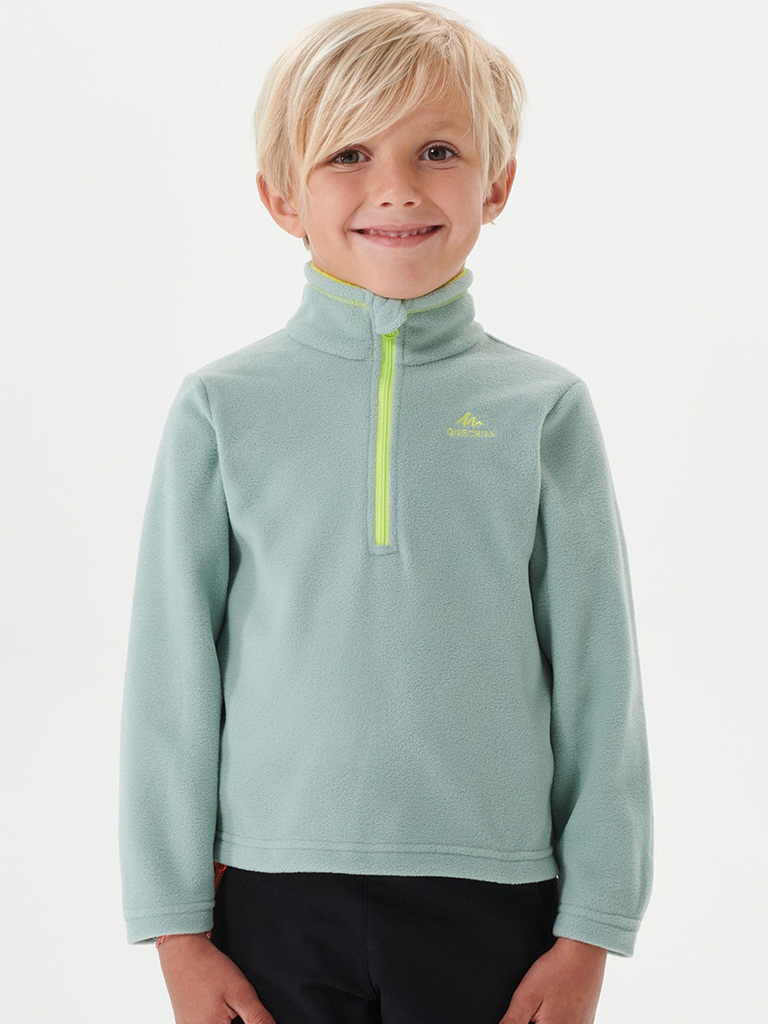 Buy Quechua By Decathlon Unisex Kids Green Fleece Windcheater Outdoor ...